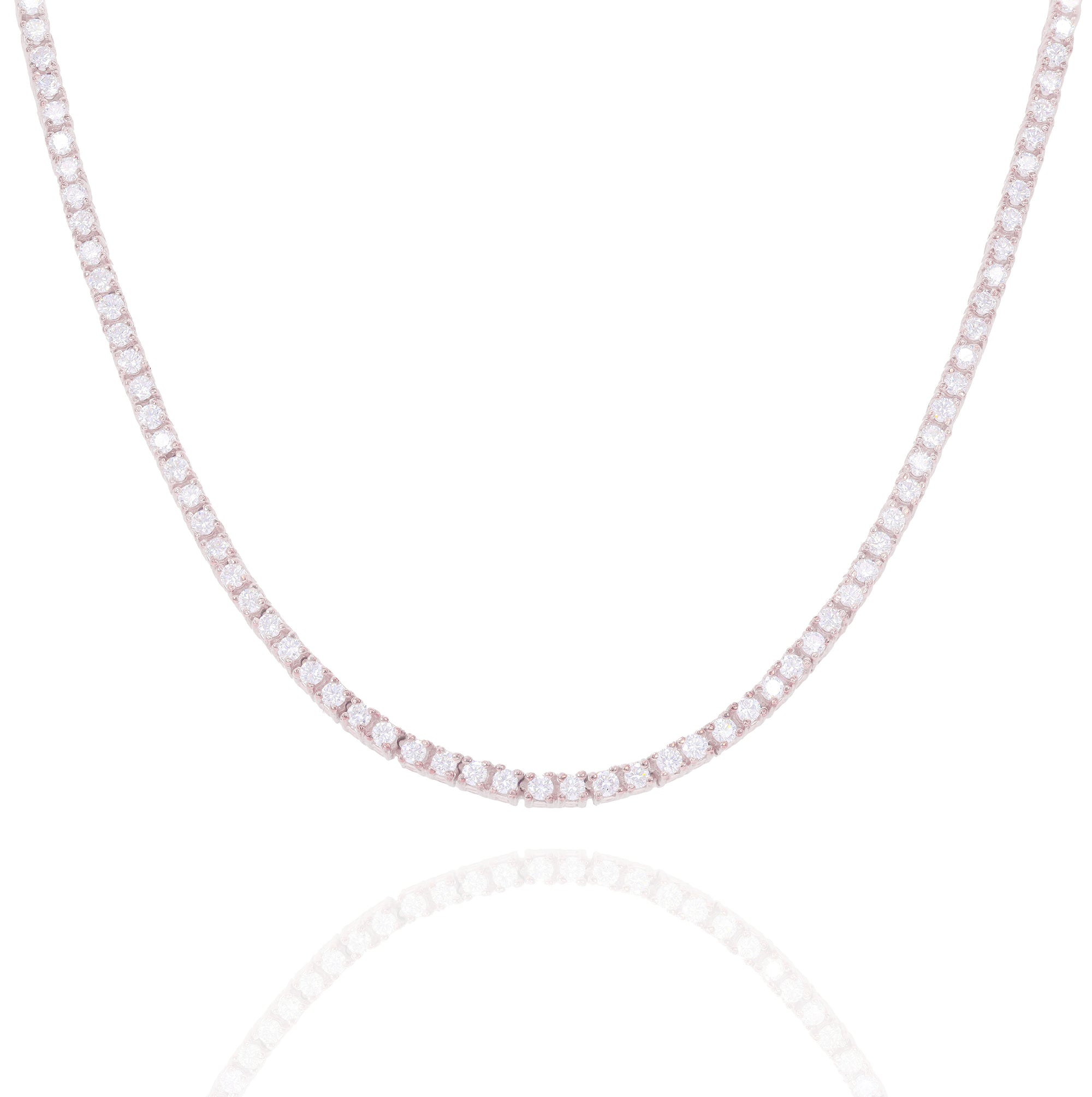 3-Pointer Rose Gold Natural Diamond Tennis Chain