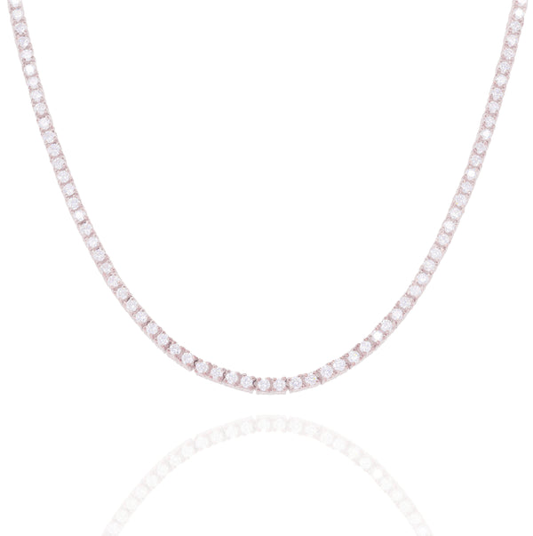 3-Pointer Rose Gold Natural Diamond Tennis Chain