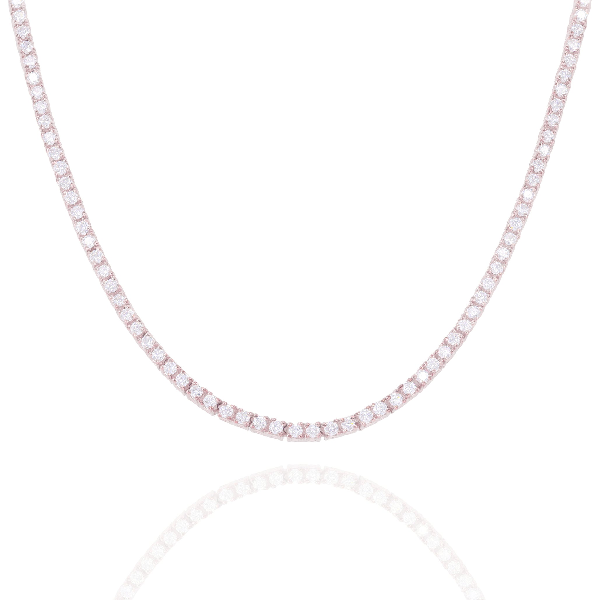 4-Pointer Rose Gold Natural Diamond Tennis Chain