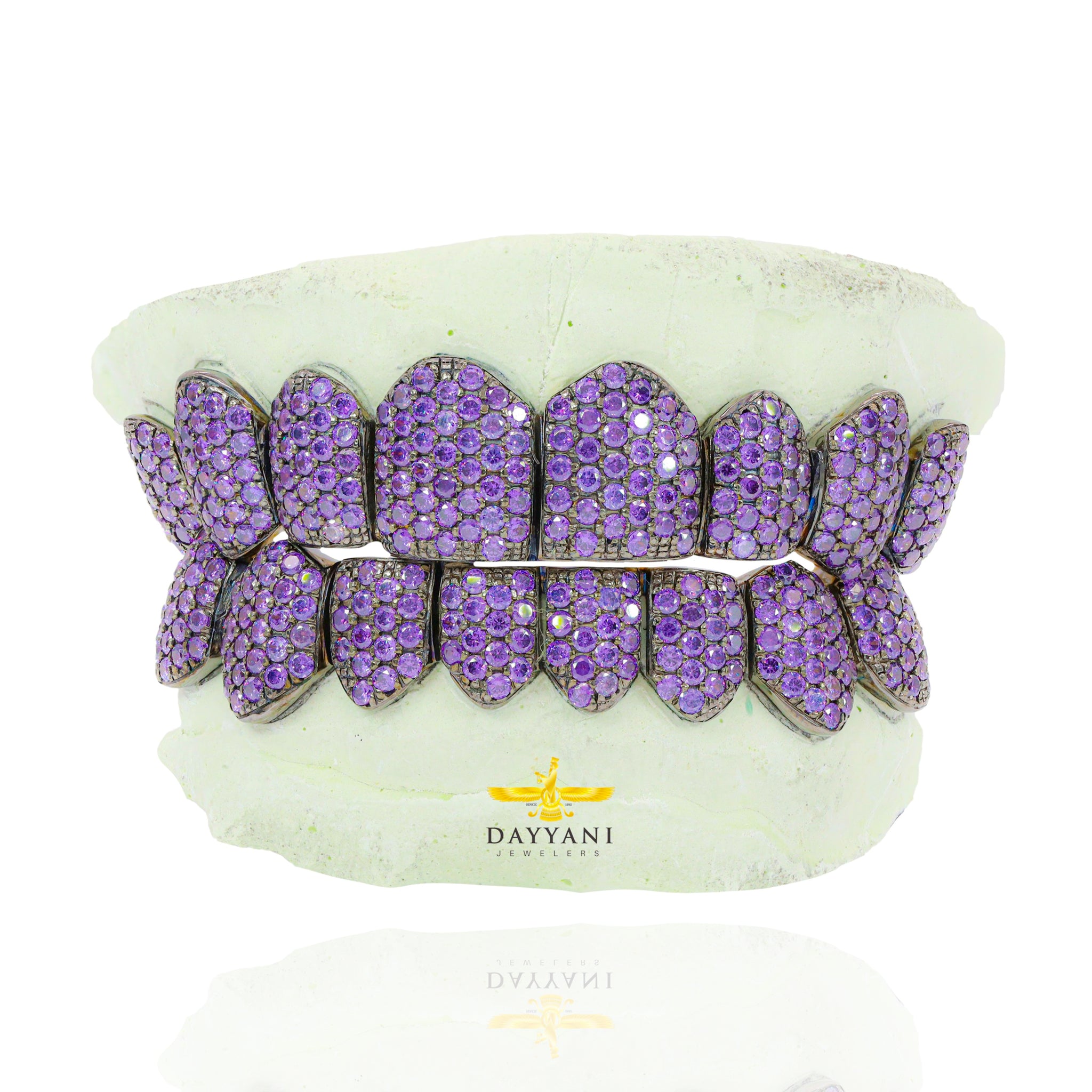 Custom Purple Gemstones & Black Rhodium Gold Grillz