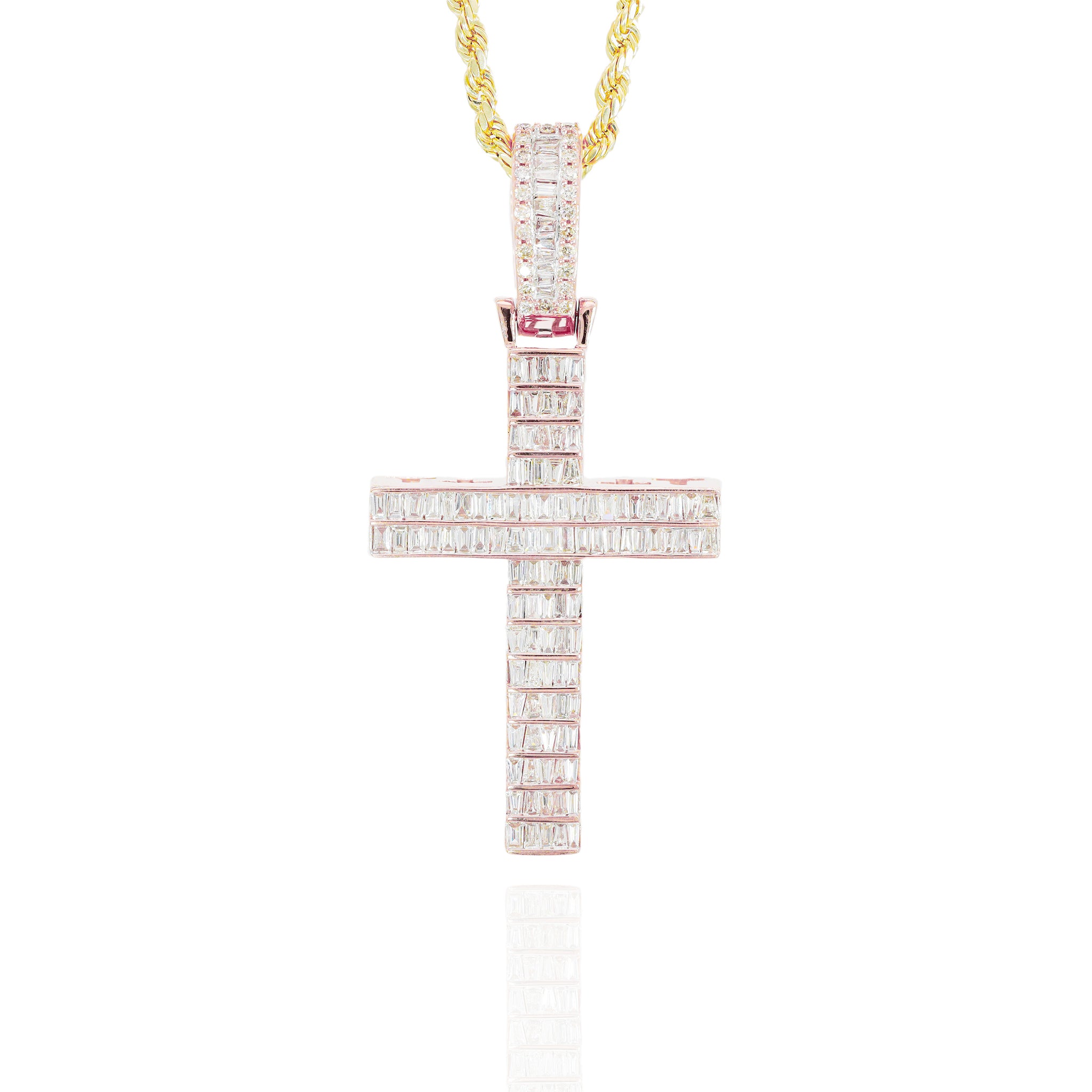 Baguette Channel Set Diamond Cross Pendant