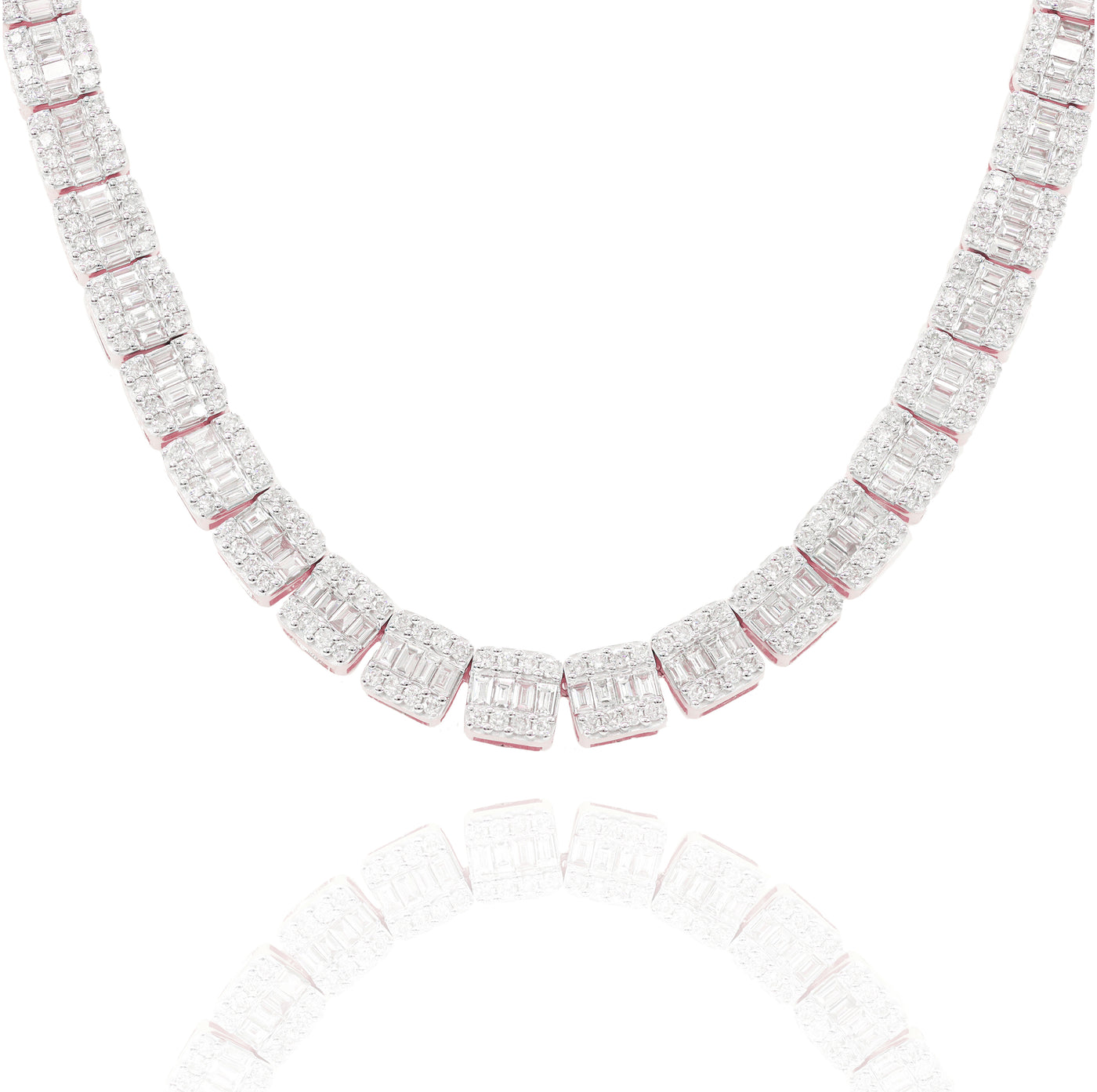 Square Center Baguette Diamond Chain