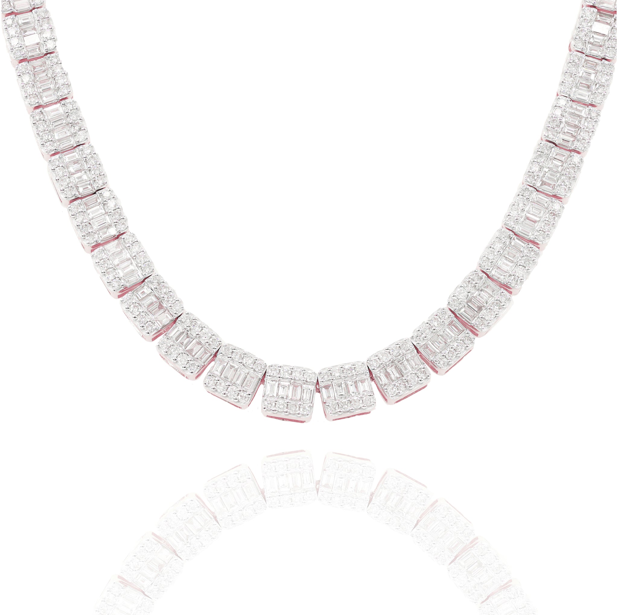 Square Center Baguette Diamond Chain