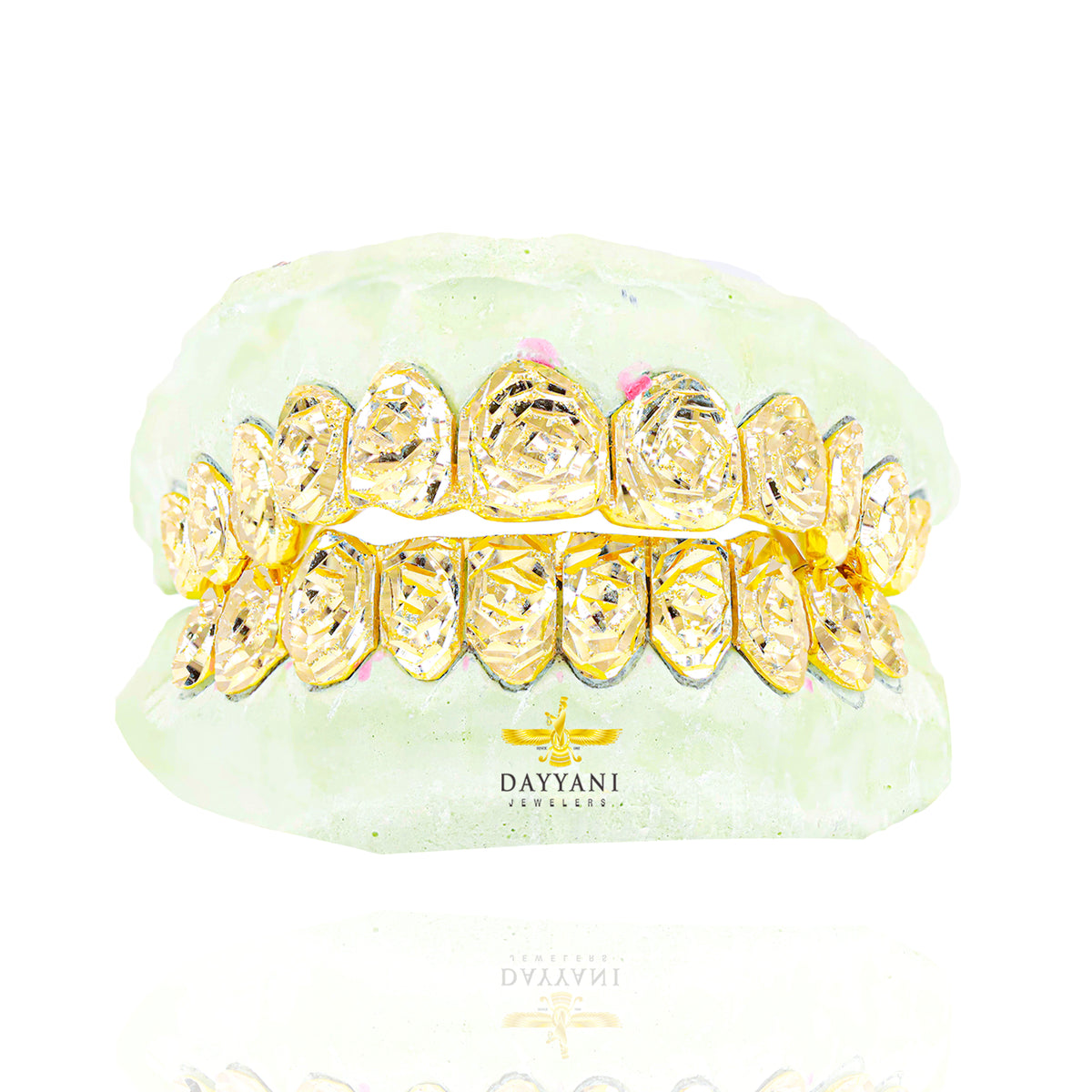 Custom Rose Cut & Diamond Dust Gold Grillz