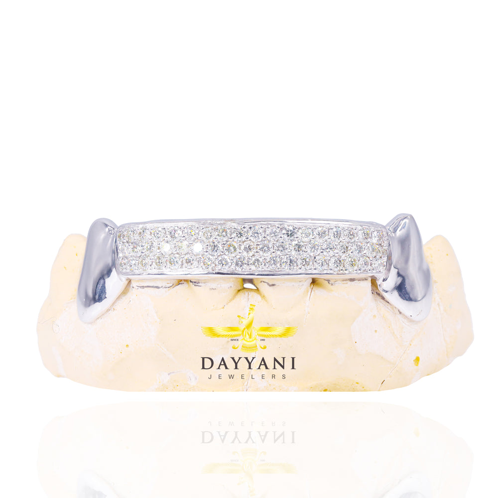 Custom Three Row Diamond Bar Gold Grillz