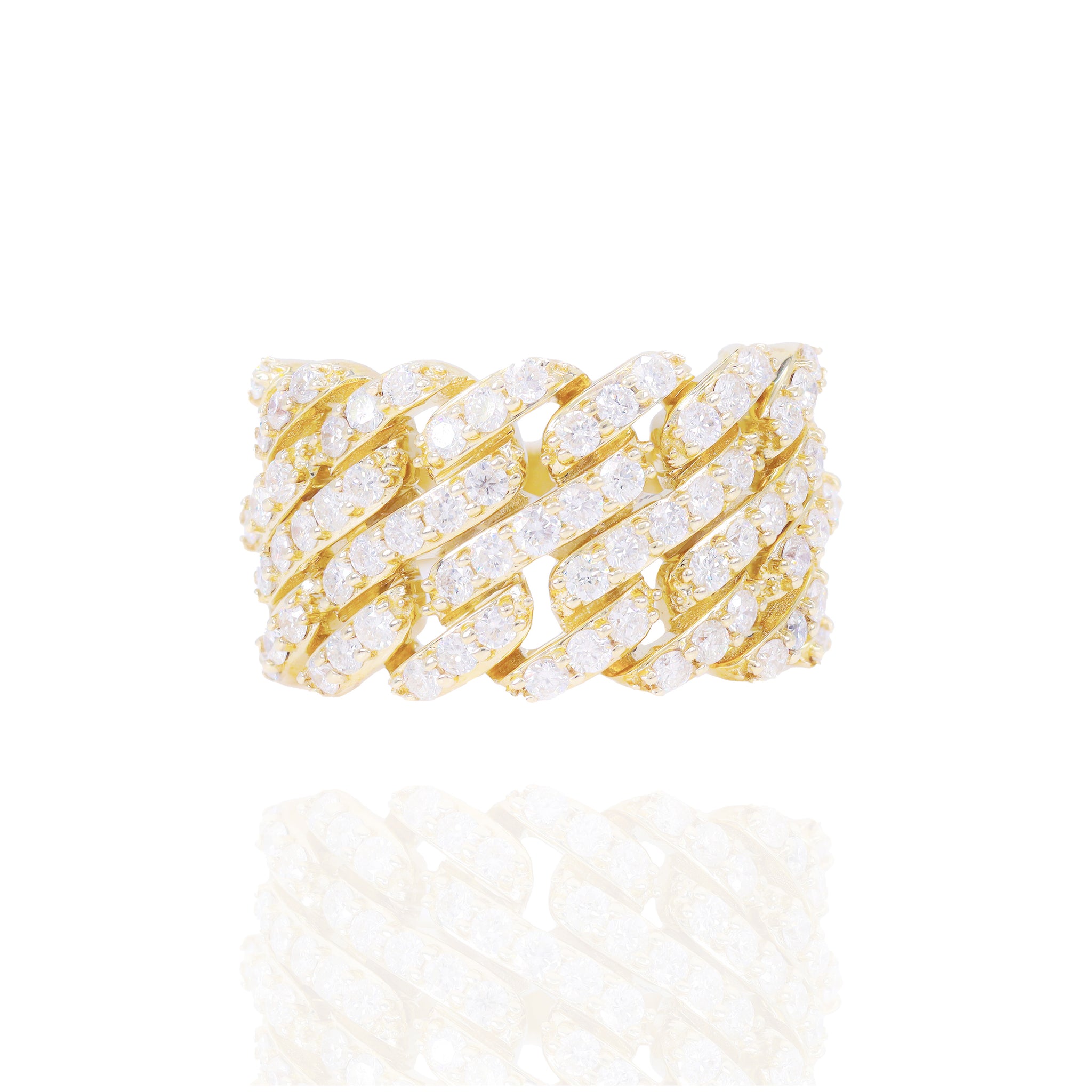 15mm Two Row Diamond Cuban Ring