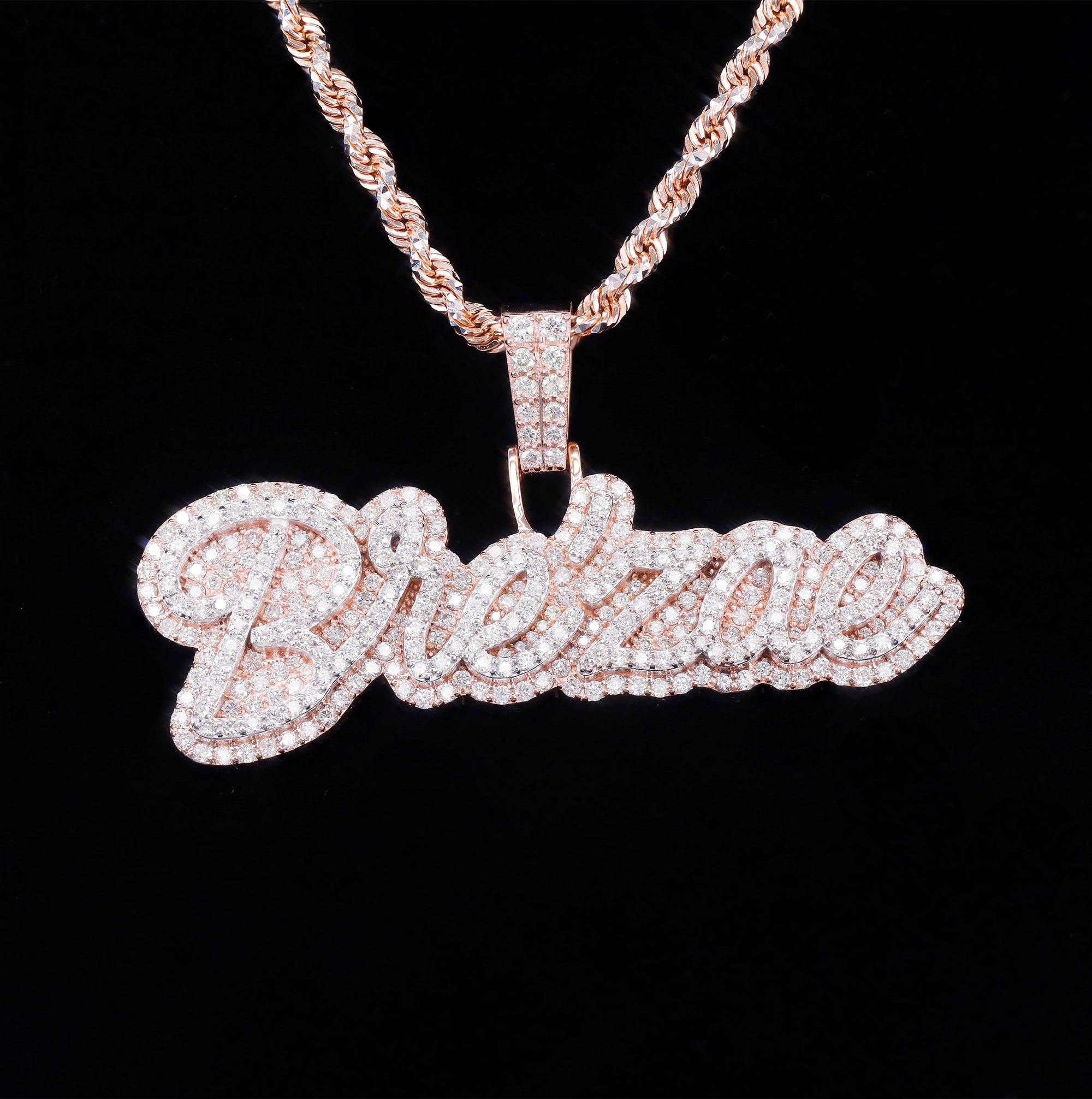 Custom Design Deposit - Two-Tone Cursive Name Diamond Pendant