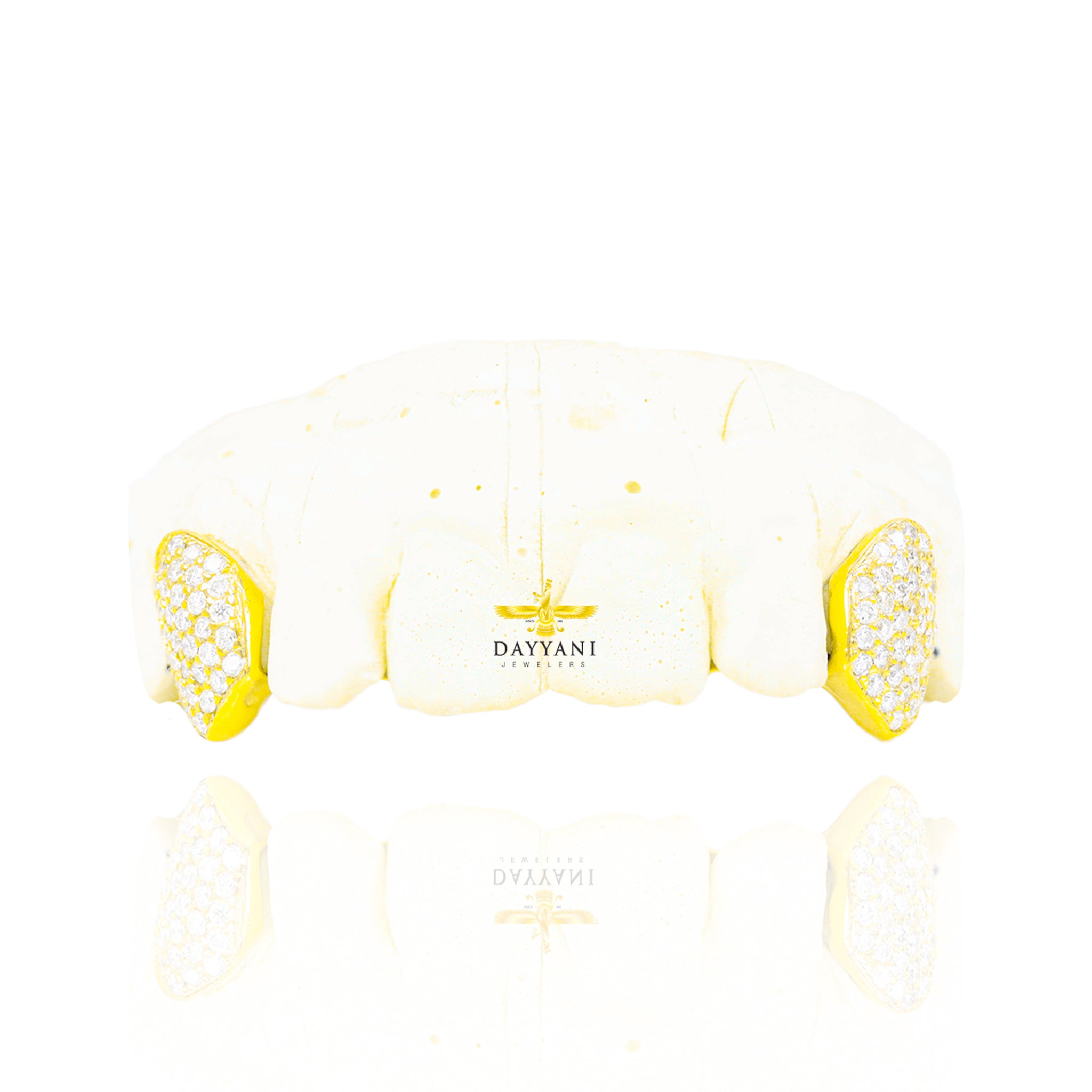 Custom 2 Teeth Diamond Extended Fang Teeth Grillz