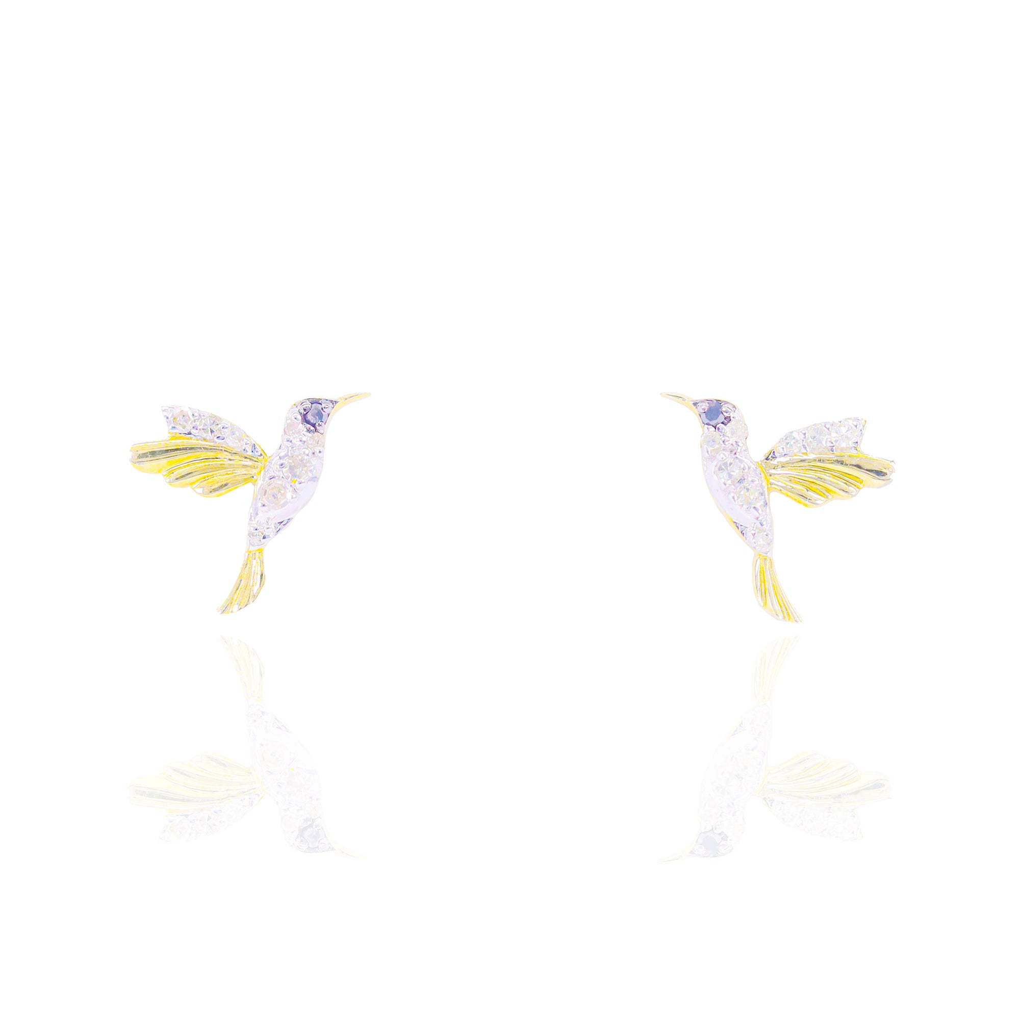 Hummingbird Gold & Diamond Earrings | 14KT Gold | SI Clarity Diamonds