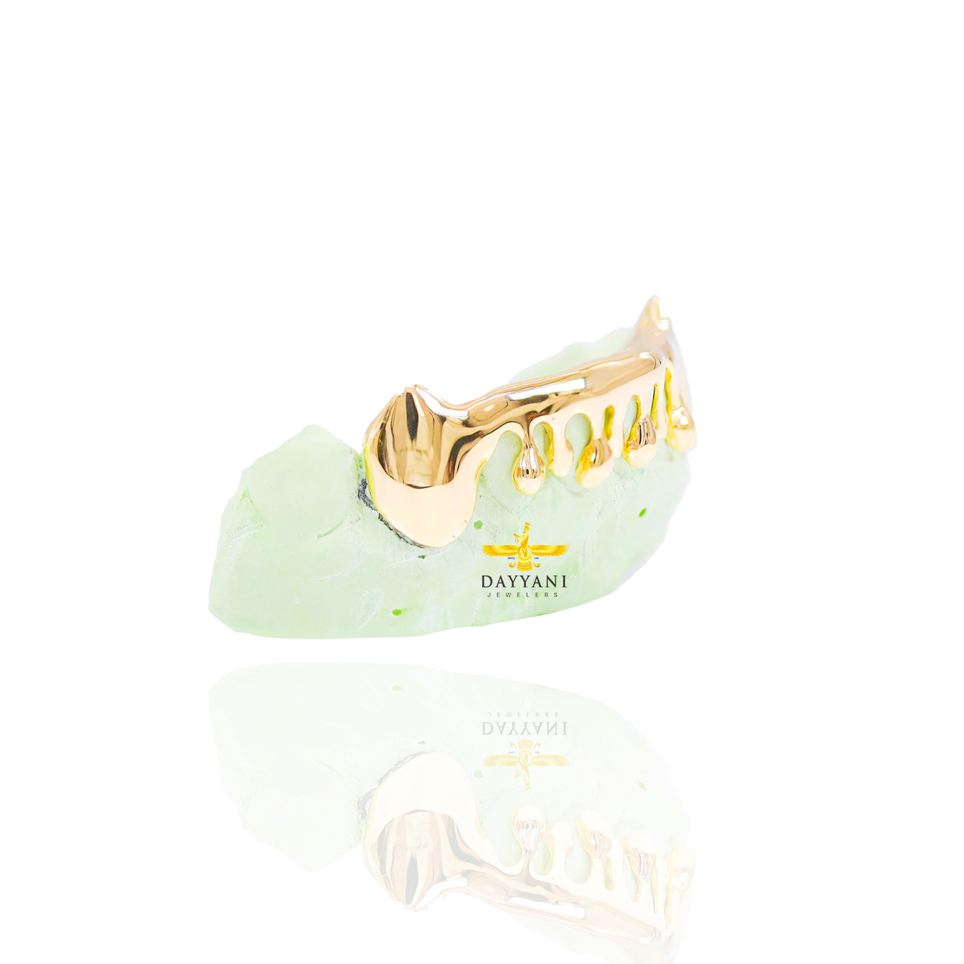 Custom 6 Teeth Drip with Extended Fangs Gold Grillz