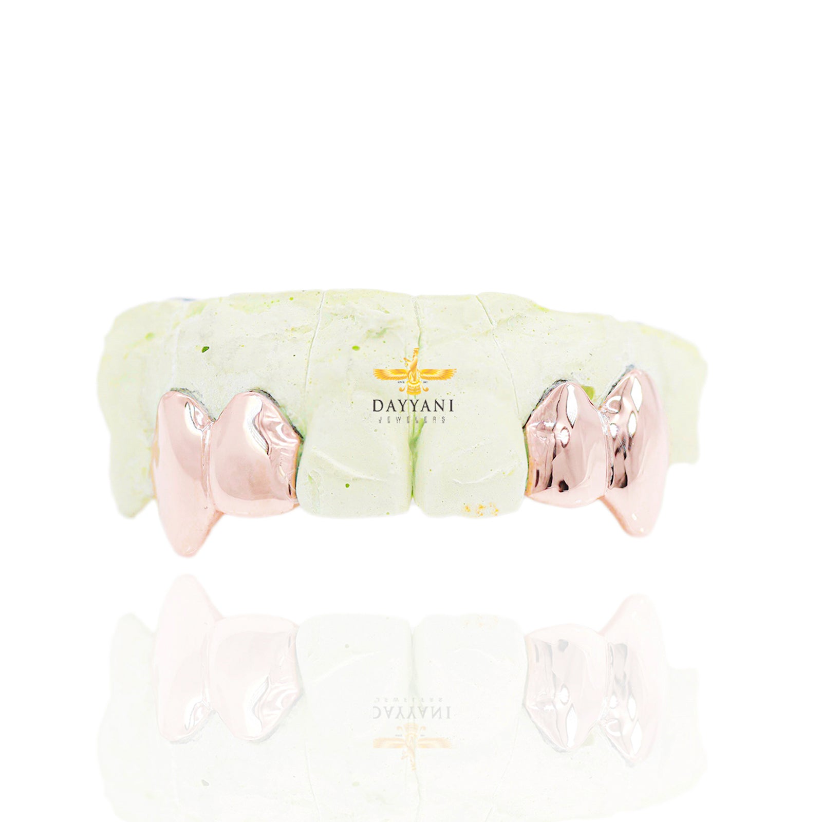 Custom 2:2 Teeth Grillz with Extended Fangs Gold Grillz