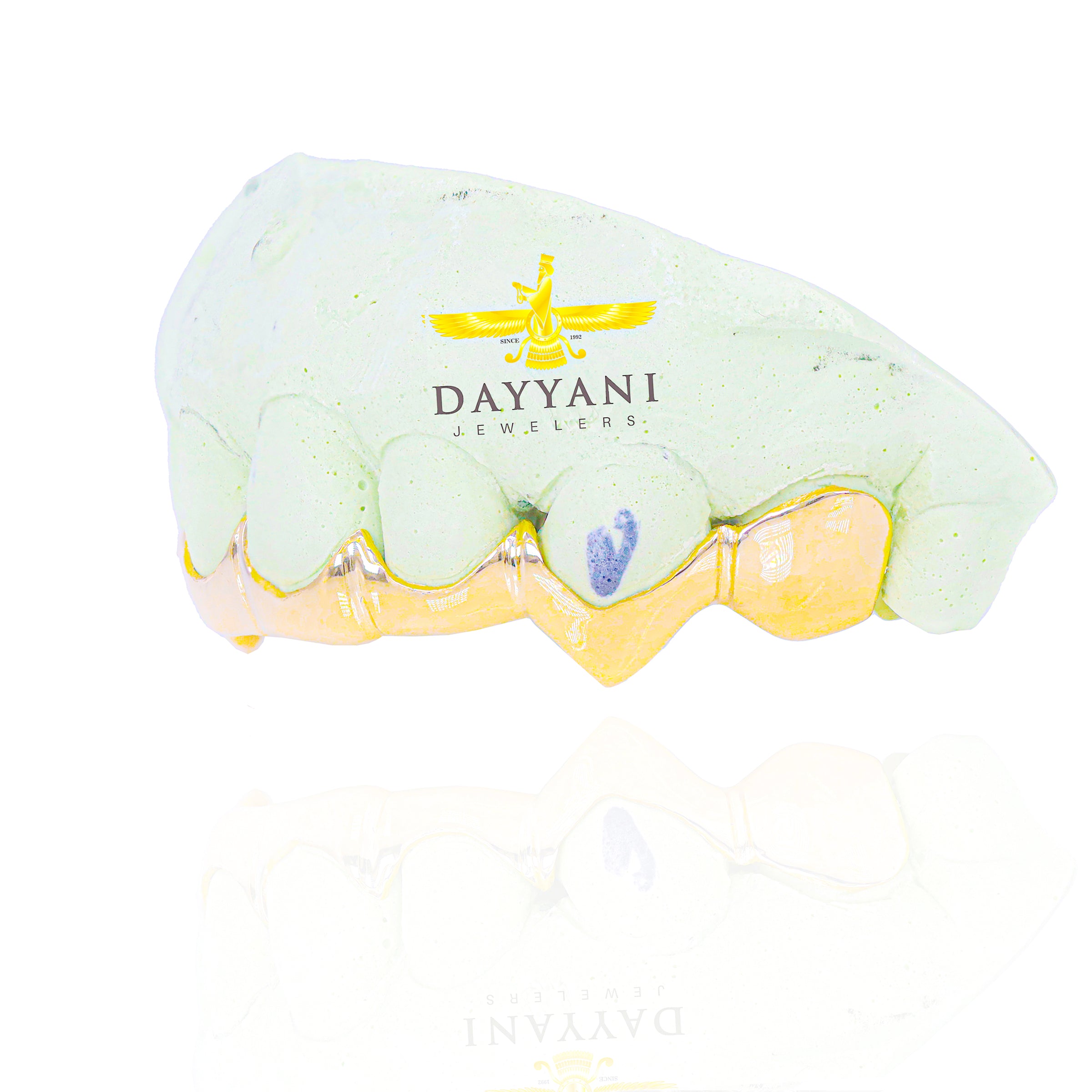 Custom 8 Teeth with Outline Front Bar with Extended Fangs Grillz