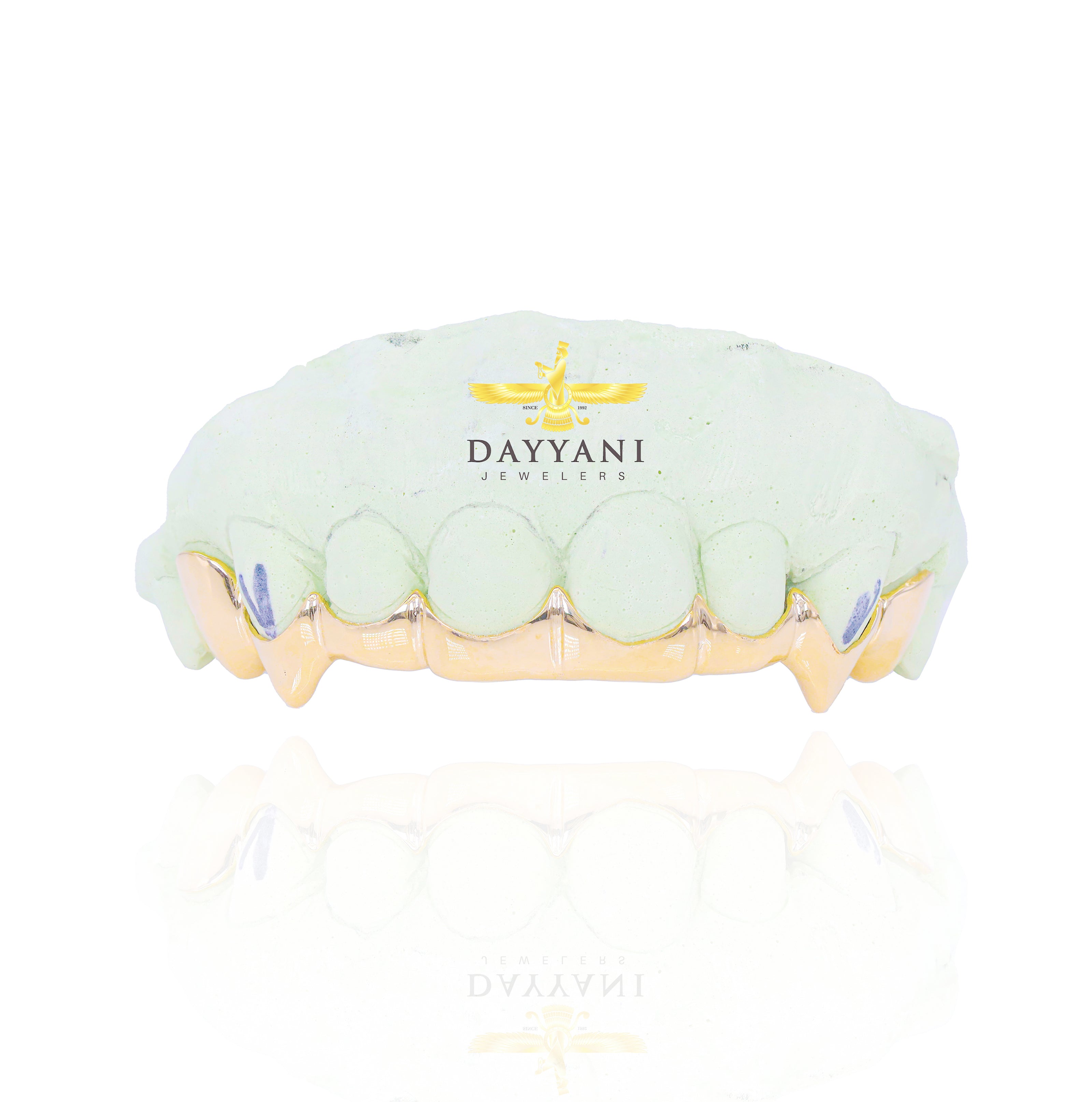 Custom 8 Teeth with Outline Front Bar with Extended Fangs Grillz