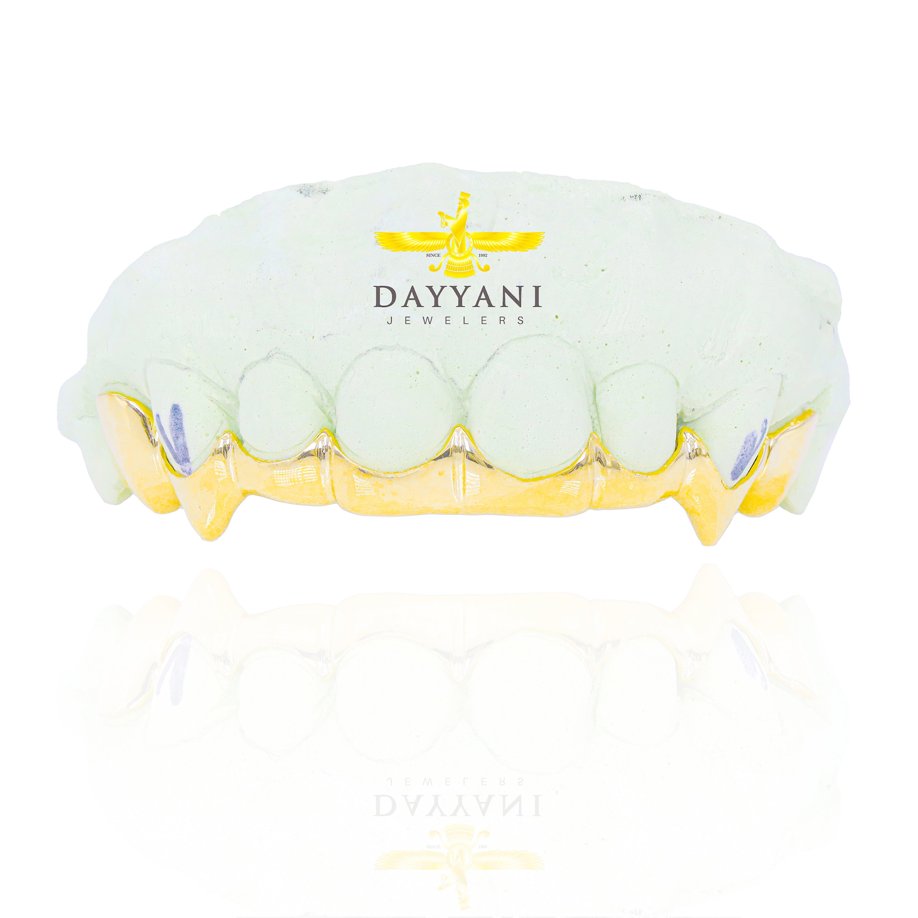 Custom 8 Teeth with Outline Front Bar with Extended Fangs Grillz