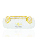 Custom One Row Diamond Bar with Diamond Fangs Gold Grillz