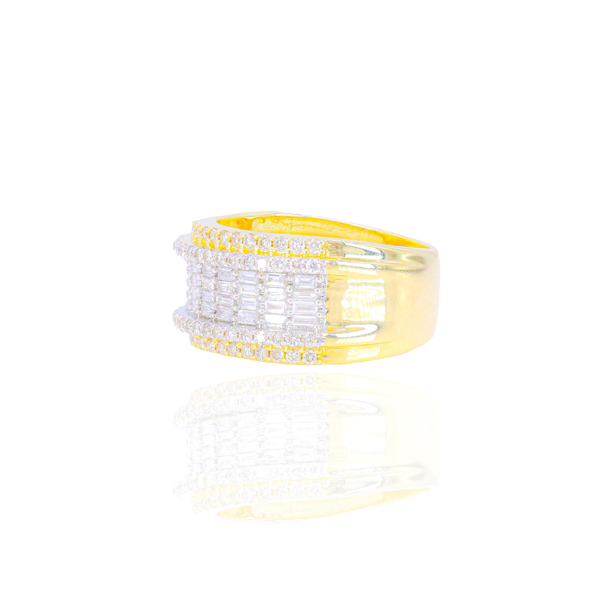 4 Row Baguette Two-Tone Diamond Band