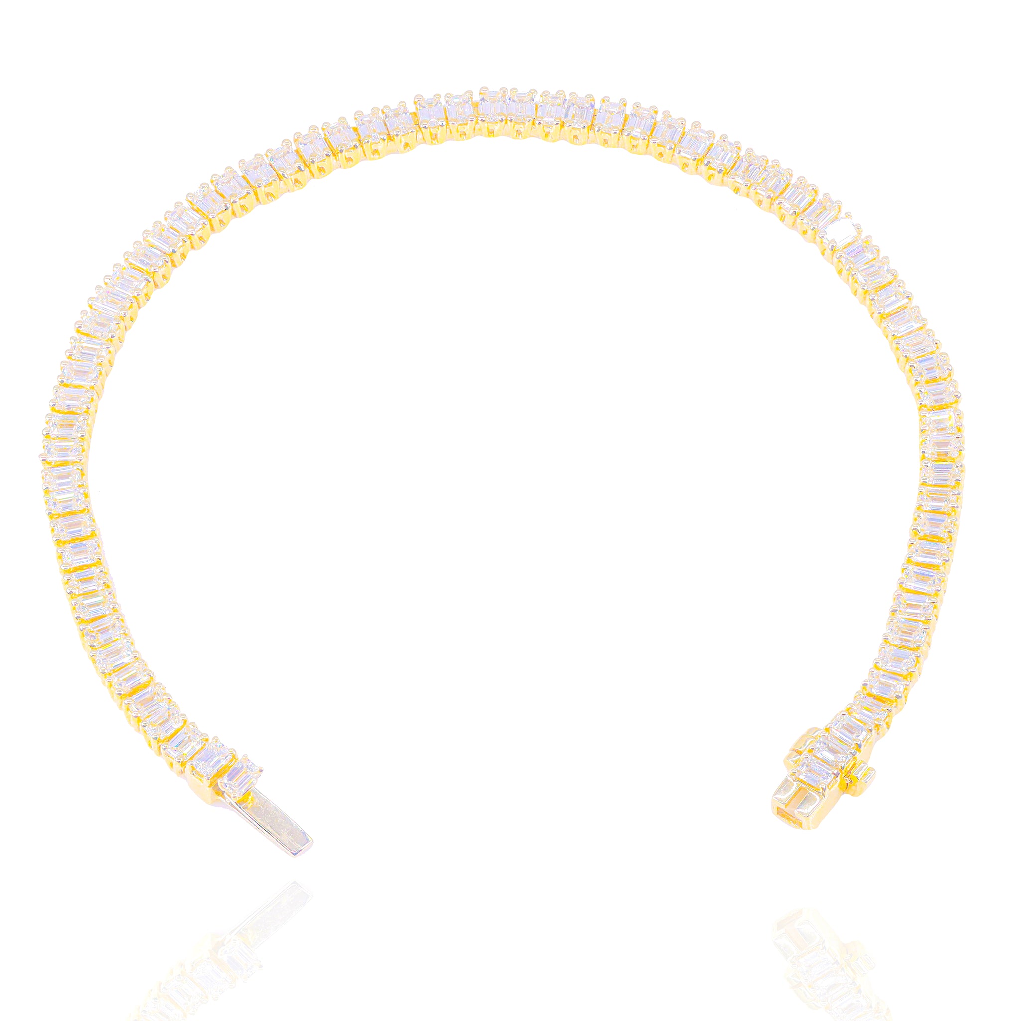 9-Pointer Emerald Cut Diamond Tennis Bracelet