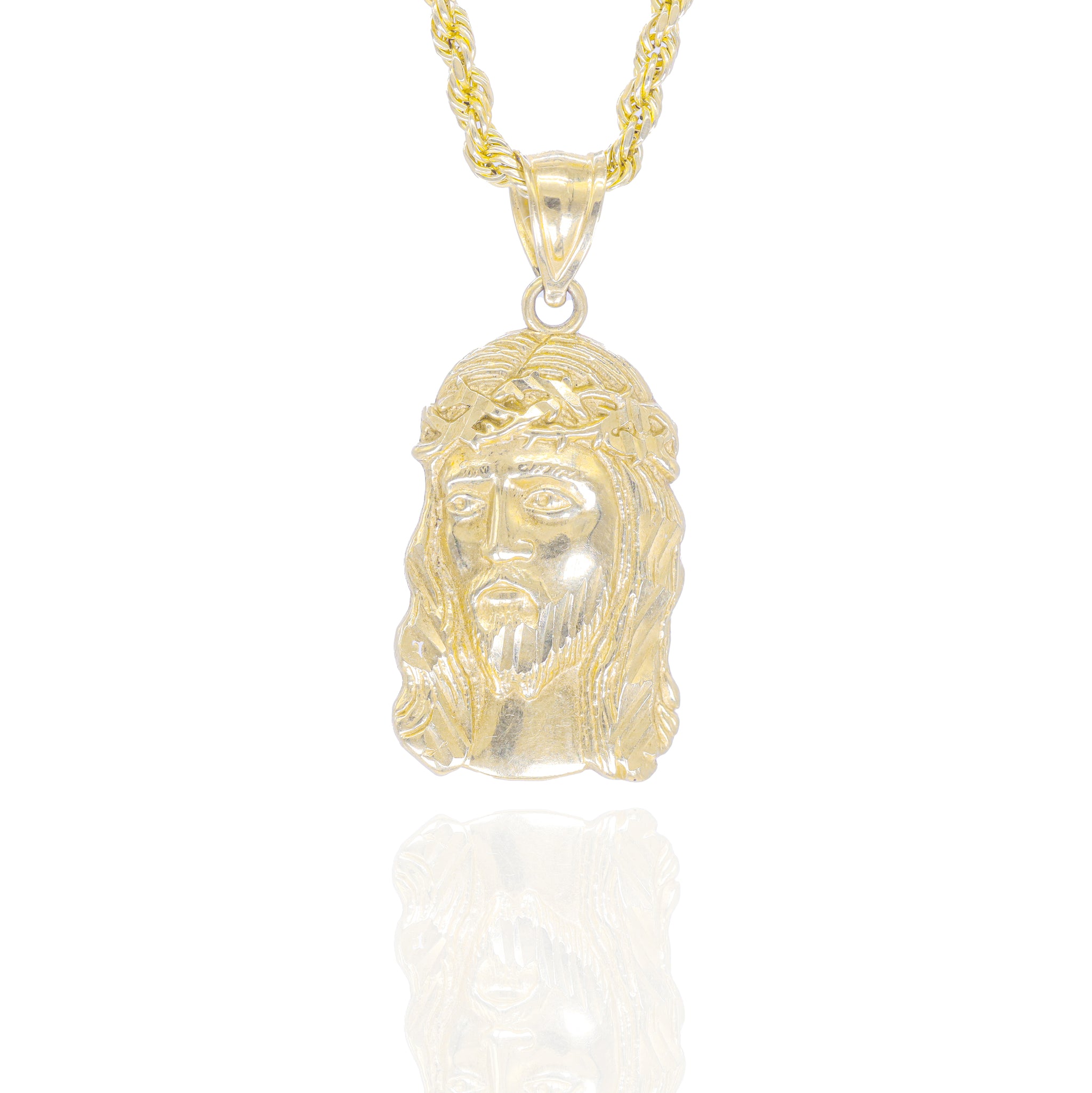Solid Gold Jesus Head Pendant