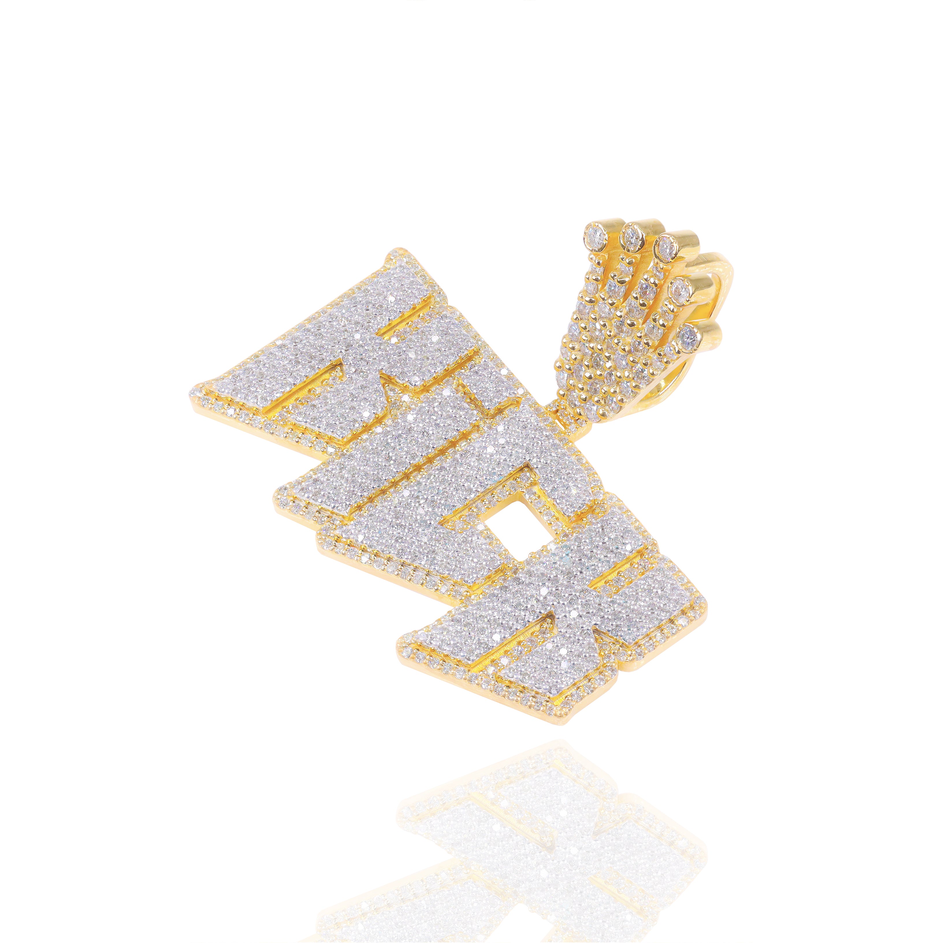 Custom Design Deposit - Diamond Two-Tone Name Pendant with Crown Bail