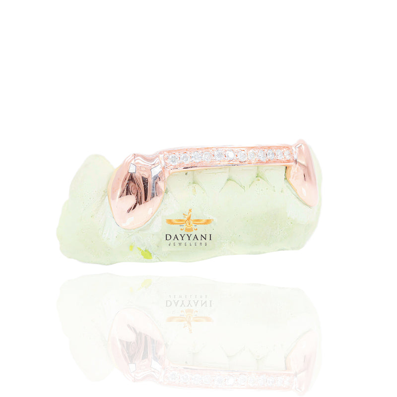 Custom One Row Diamond Bar Gold Grillz