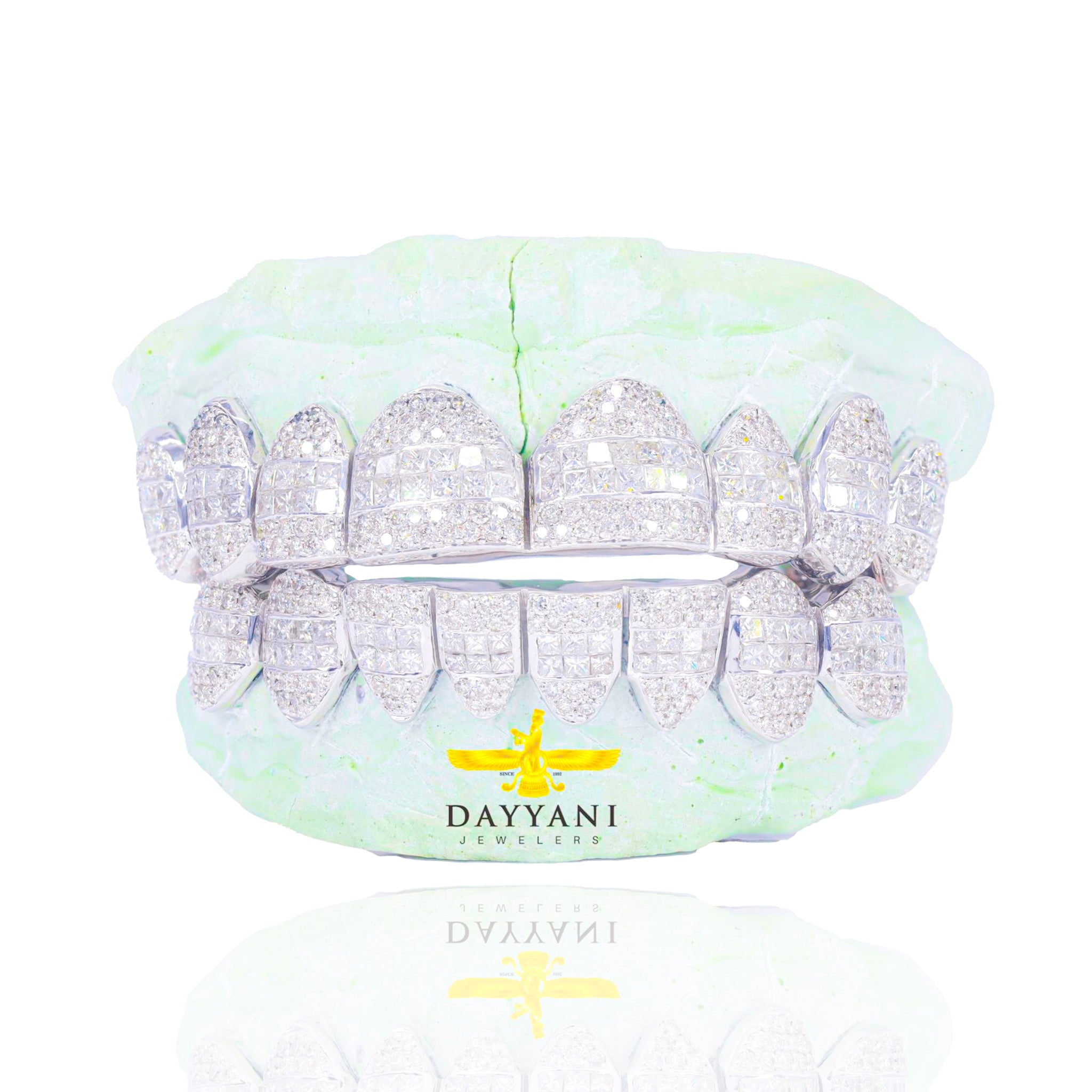 Custom Hybrid Princess Cut and Round Diamond Gold Grillz