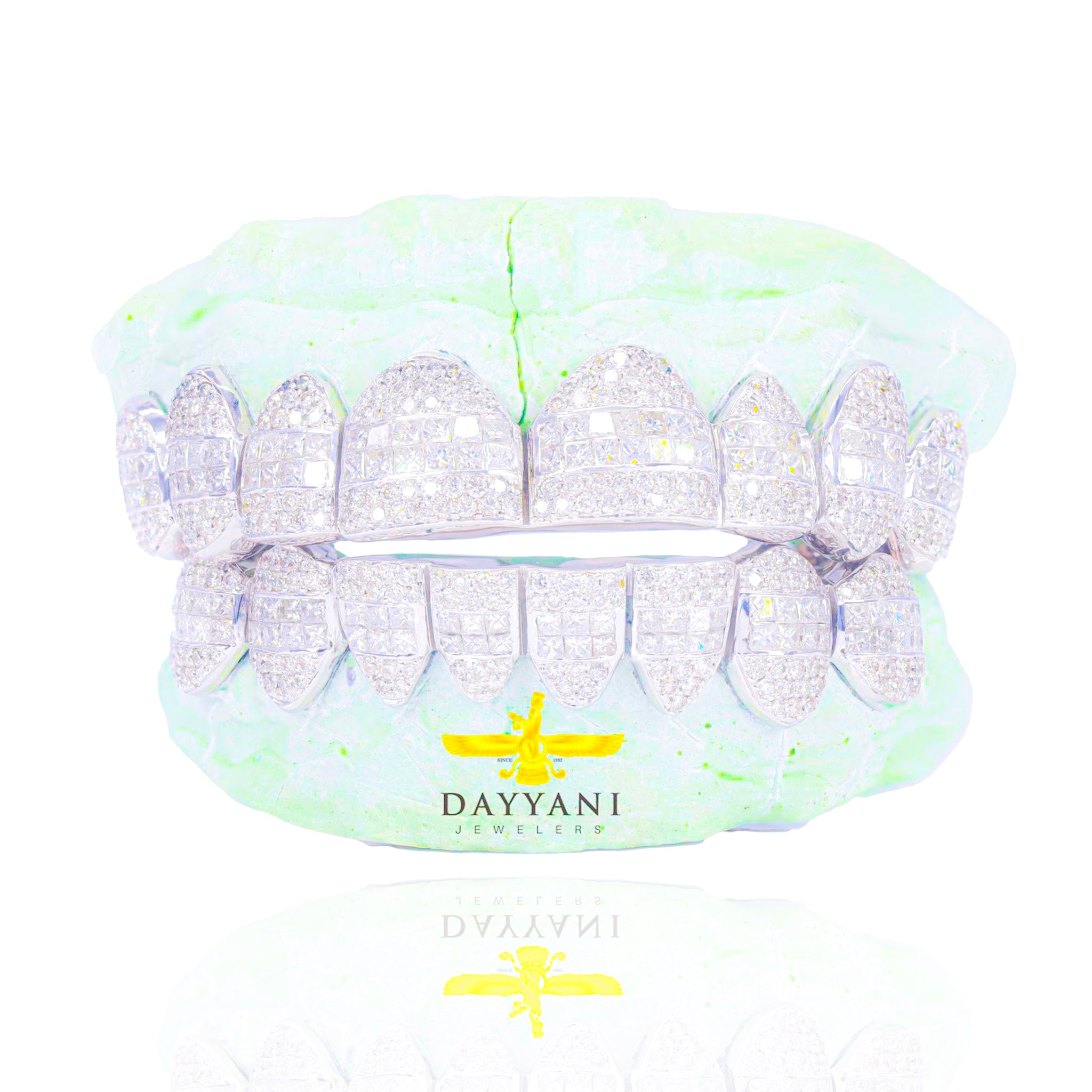 Custom Hybrid Princess Cut and Round Diamond Gold Grillz