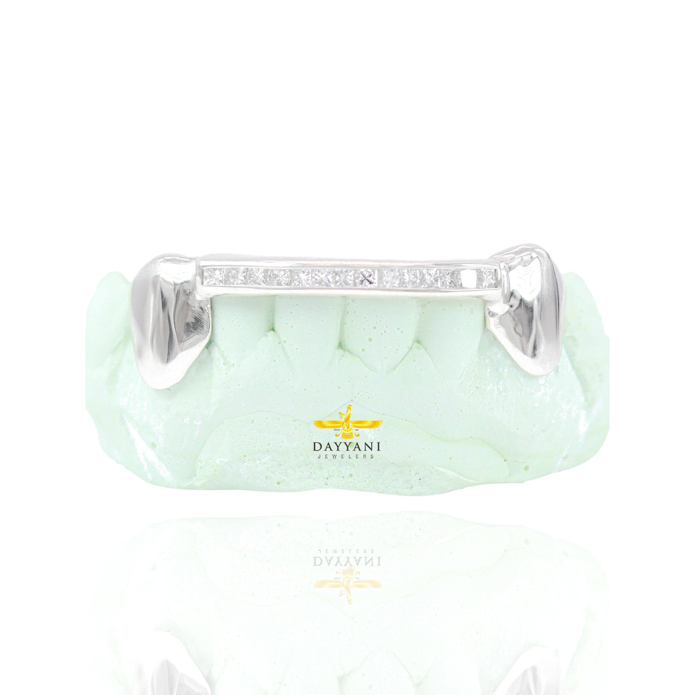 Custom One Row Princess Cut Diamond Bar Gold Grillz