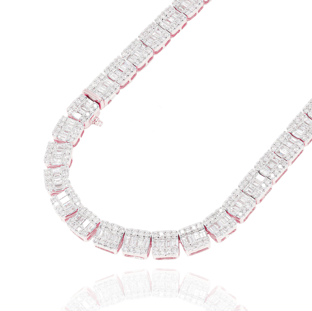 Square Center Baguette Diamond Chain