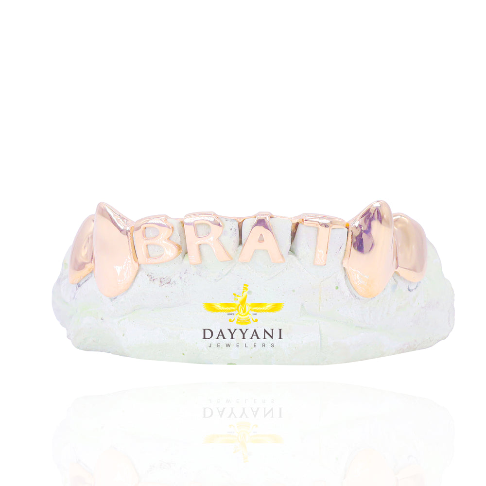 Custom 8 Teeth w/ Custom Name Front Bar Grillz