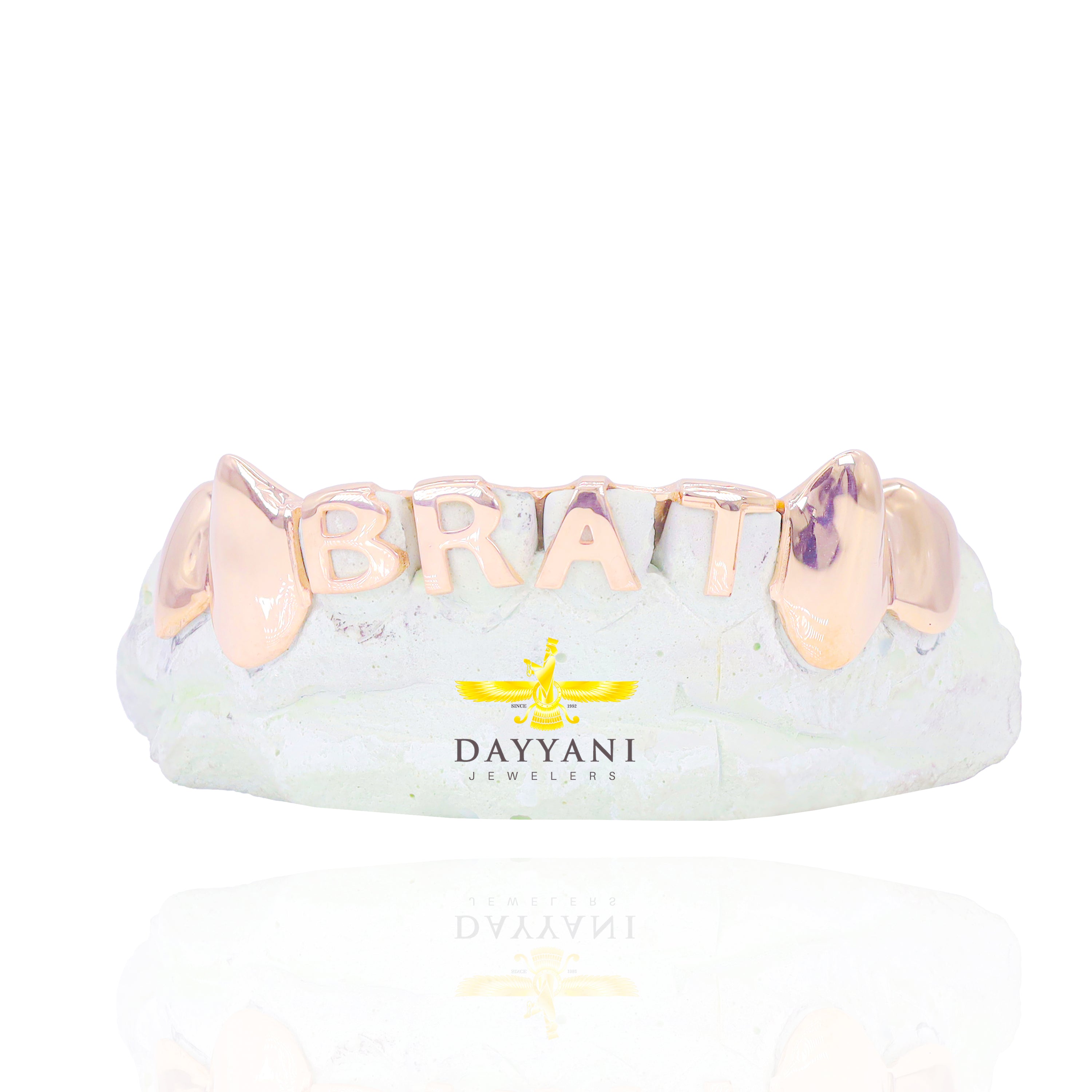 Custom 8 Teeth w/ Custom Name Front Bar Grillz