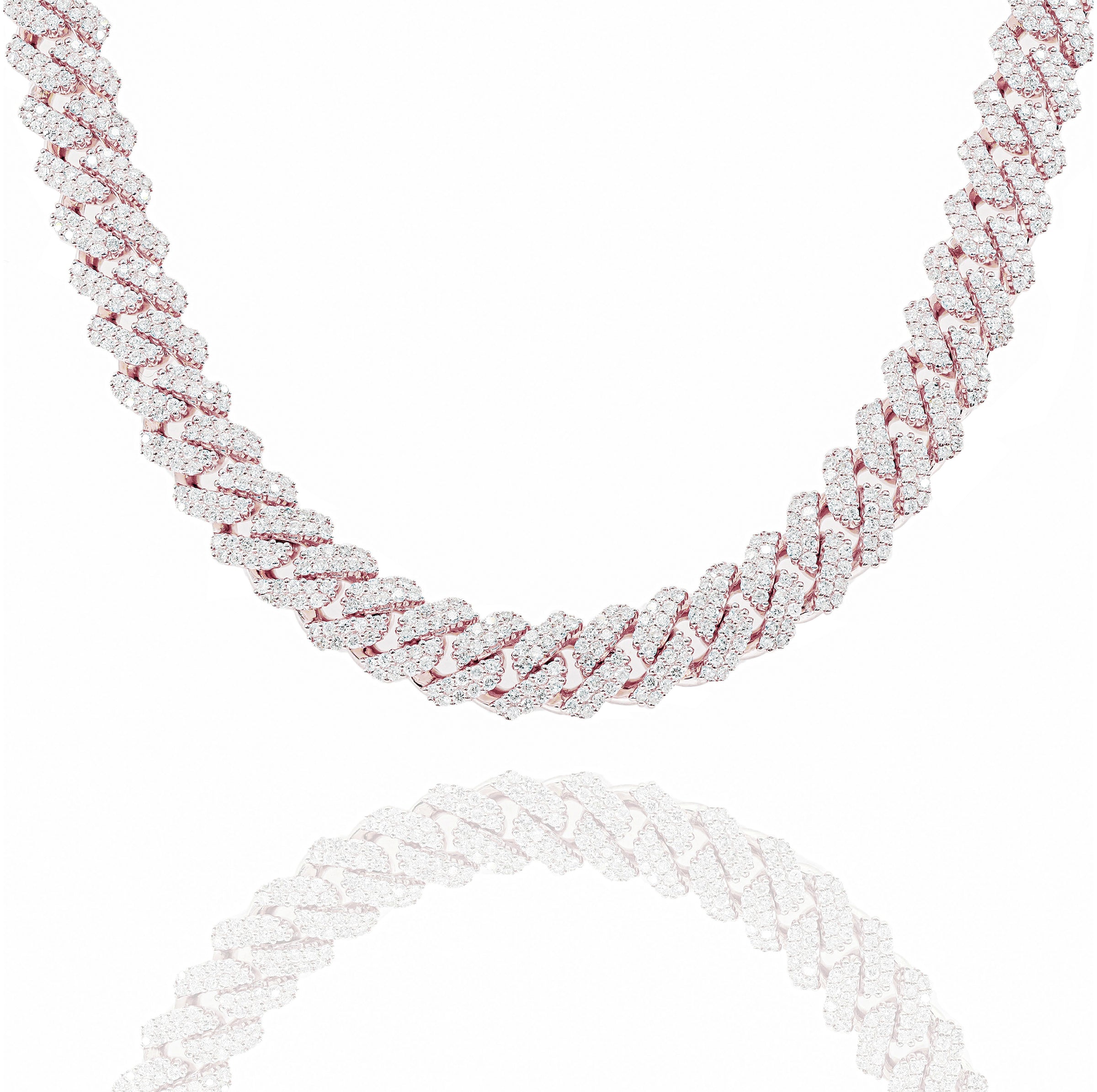 10mm 14KT Rose Gold Cuban Link Diamond Chain | Natural Diamonds