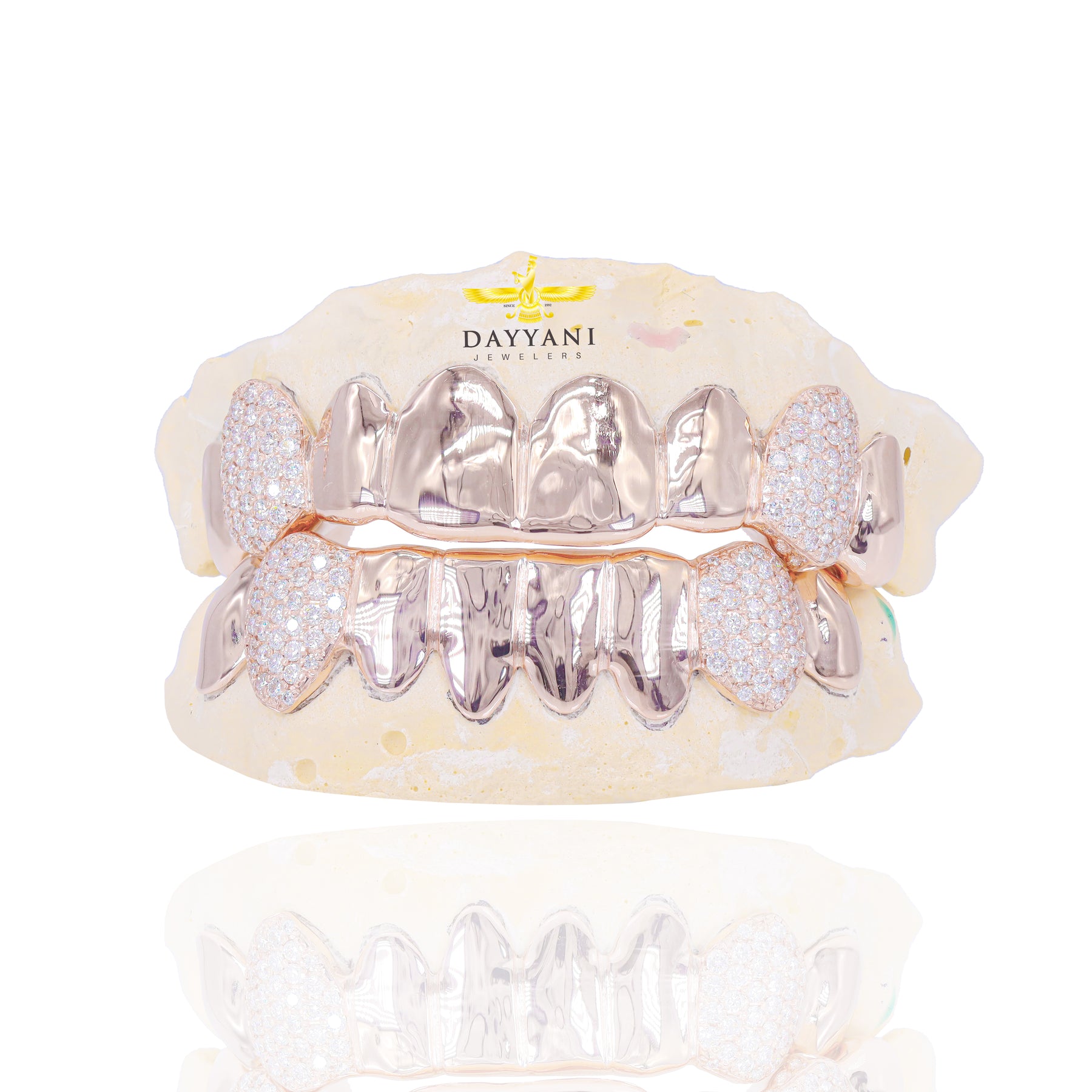 Custom 6 OR 8 Teeth Solid Gold Grillz with Diamond Fangs Gold Grillz