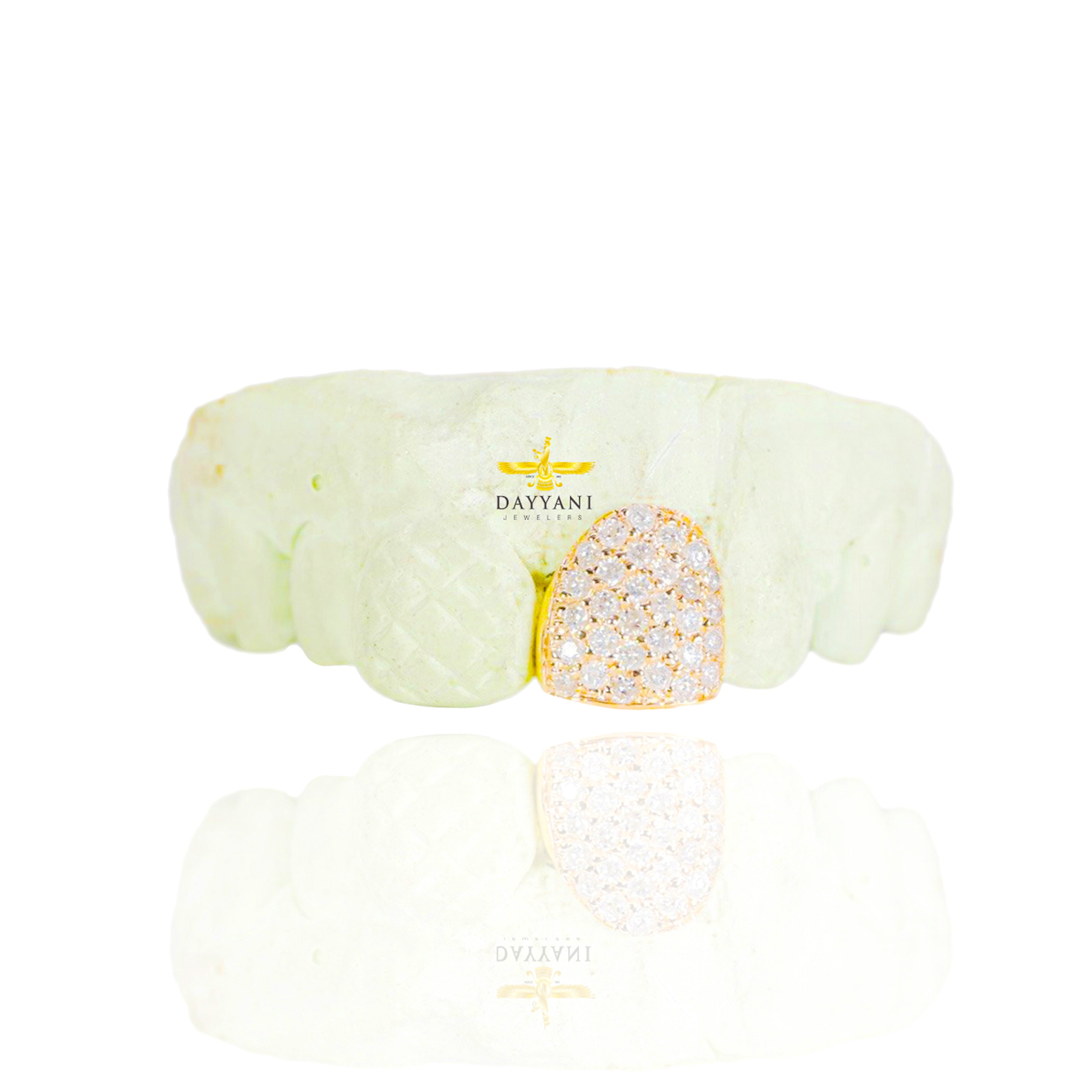 Custom One Tooth Diamond Grillz Hand Set Natural Diamonds Custom Grill