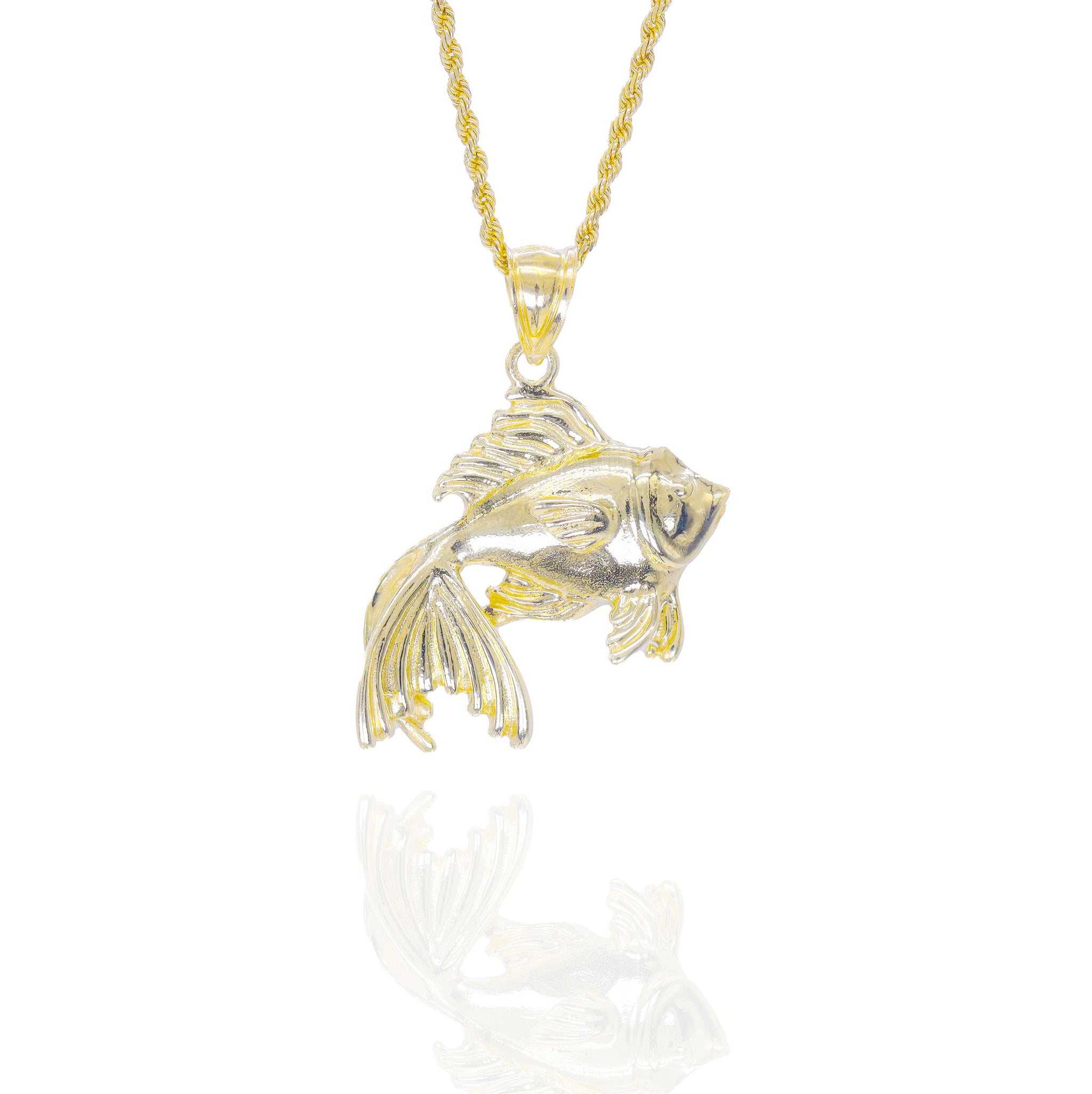 Solid Lucky Gold Fish Pendant