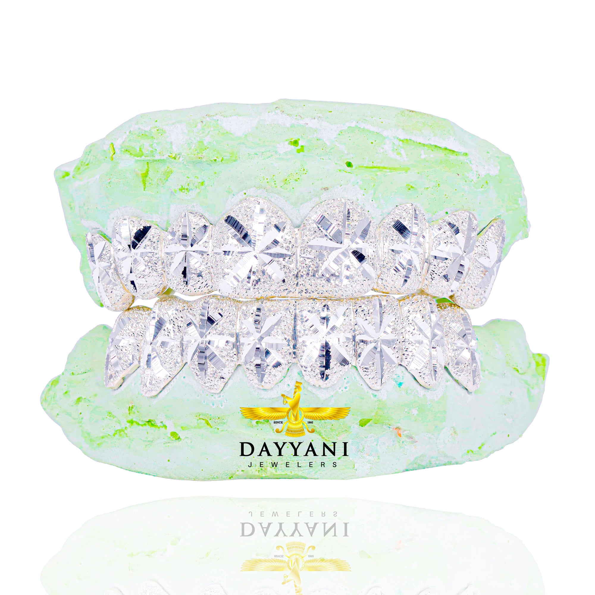 Custom Starburst Diamond Dust Gold Grillz