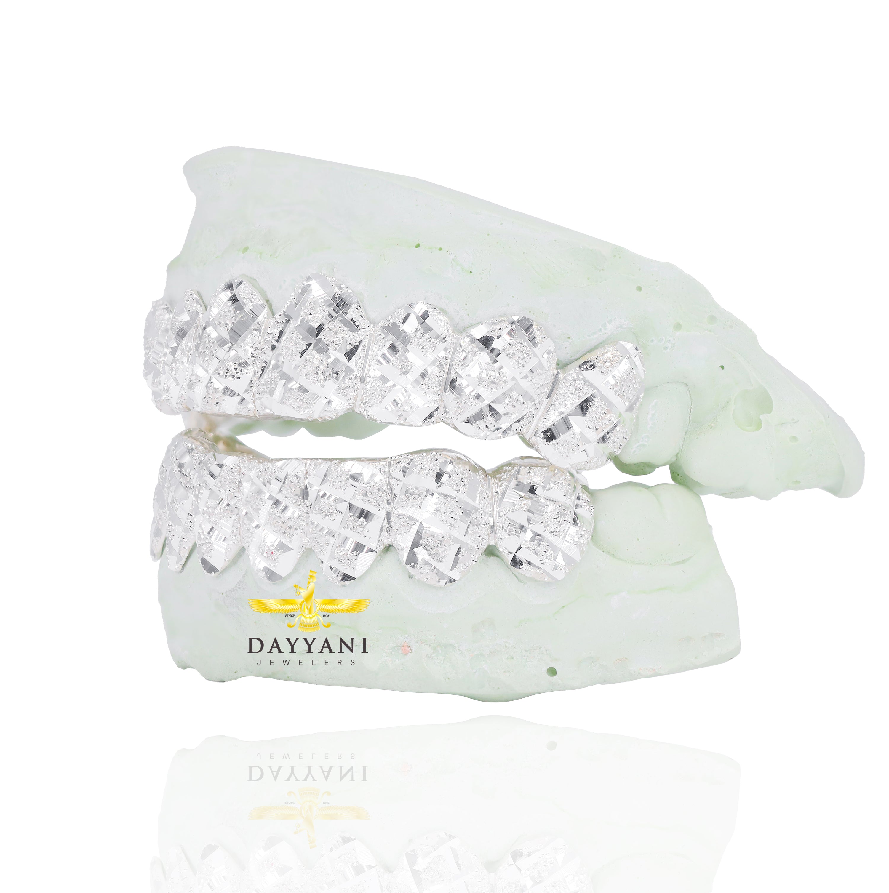 Custom Diamond Cut Diamond Dust Gold Grillz