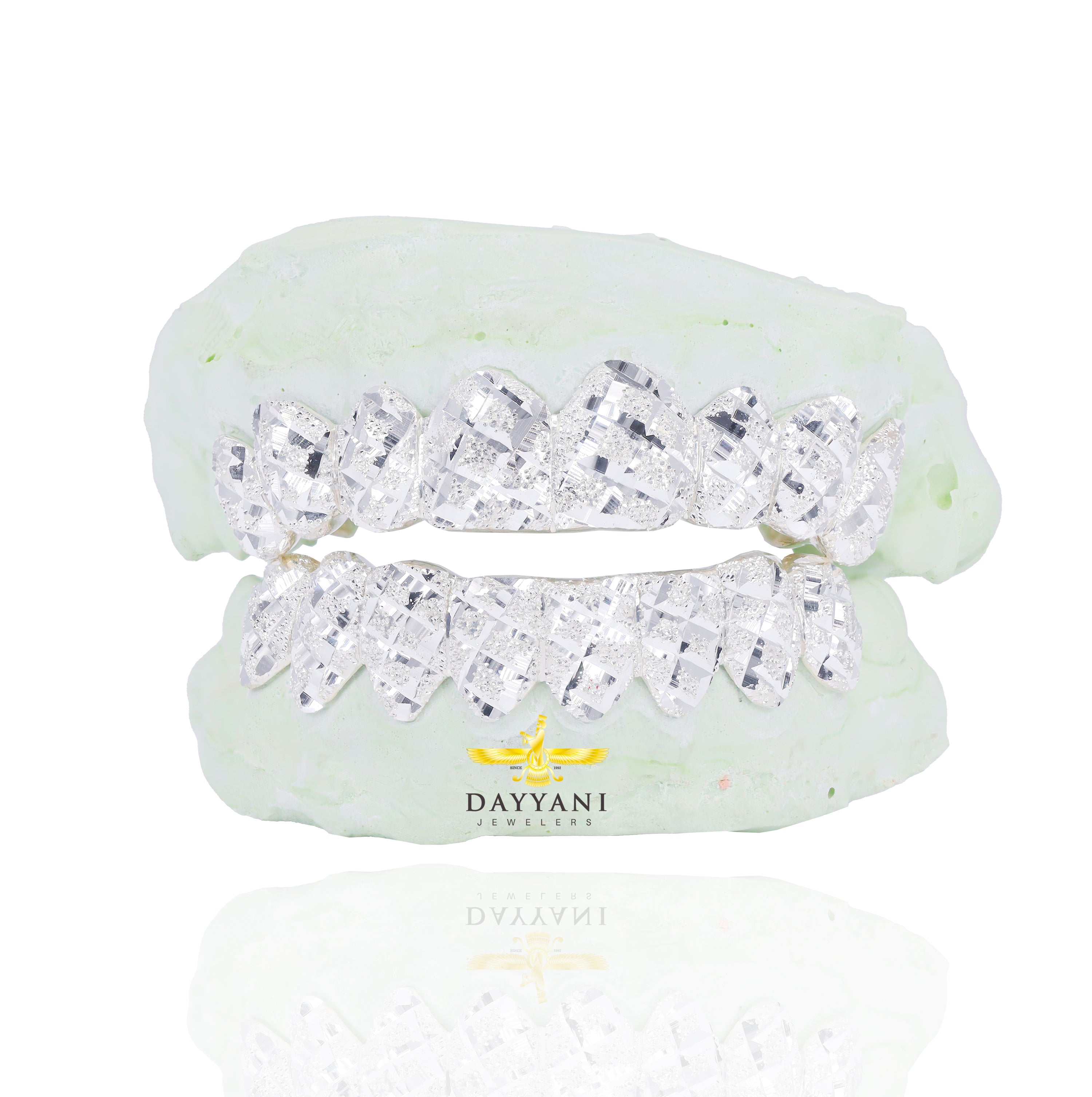 Custom Diamond Cut Diamond Dust Gold Grillz