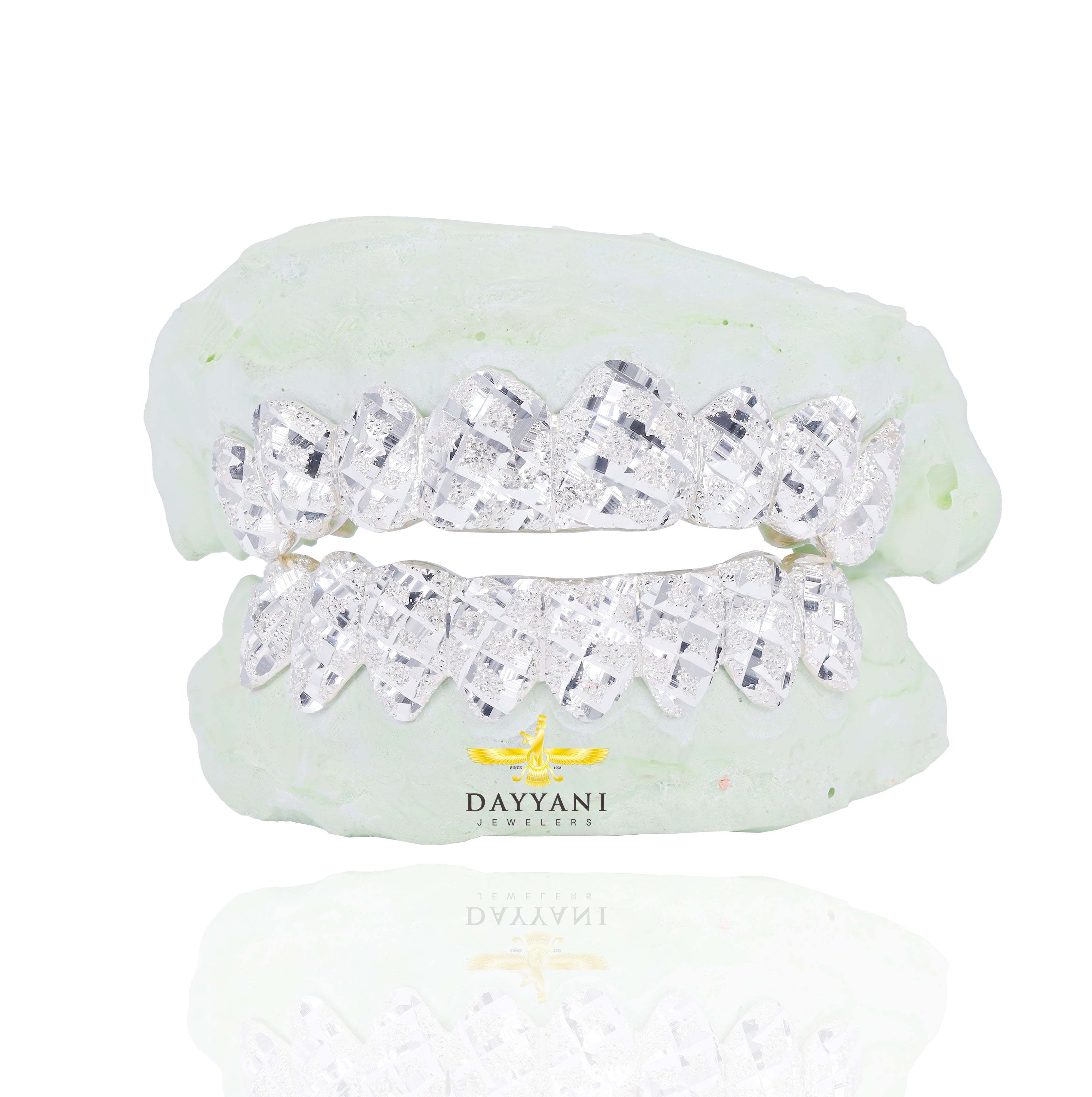Custom Diamond Cut Diamond Dust Gold Grillz