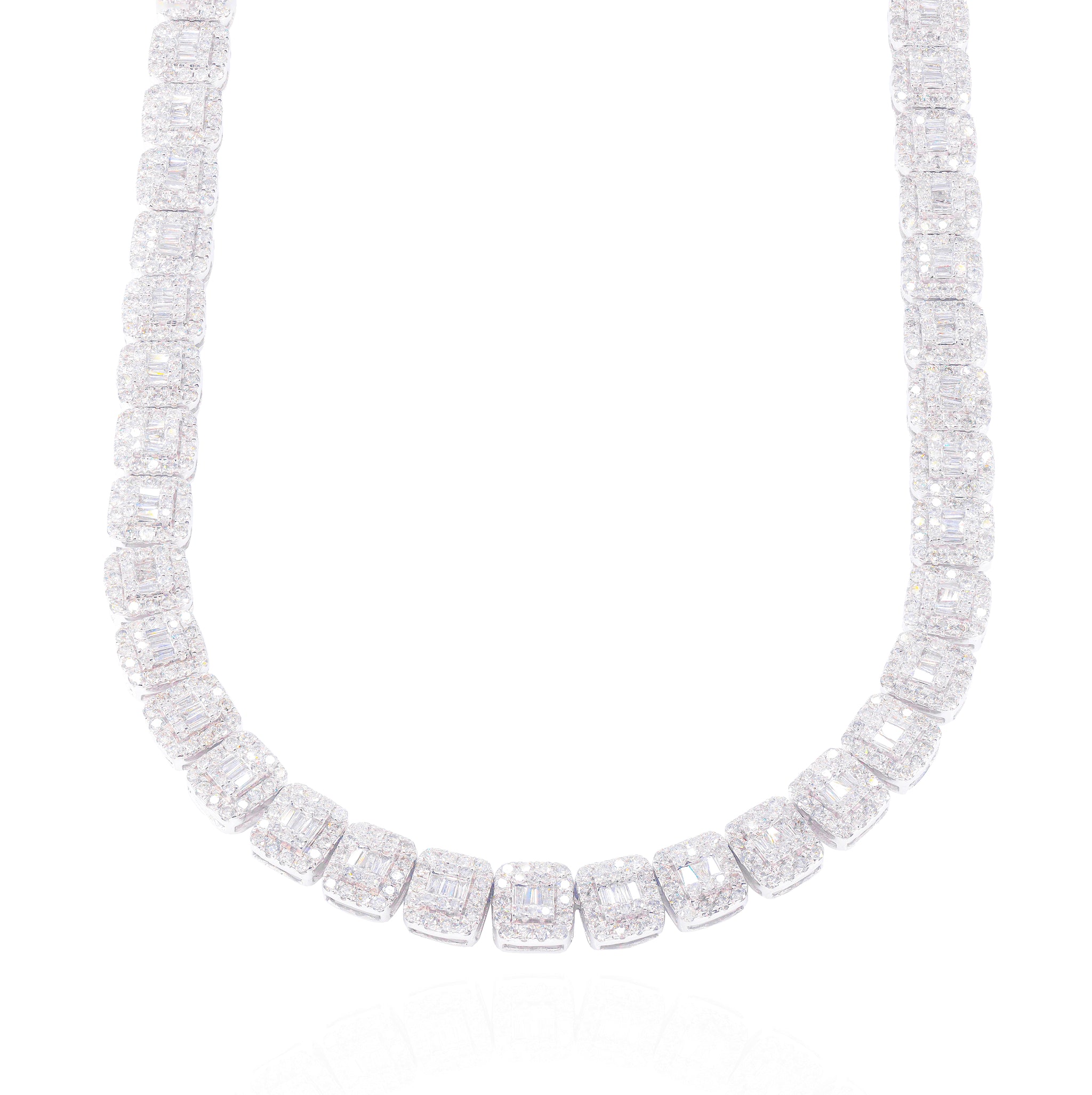 Square Link Baguette & Round Diamond Diamond Chain