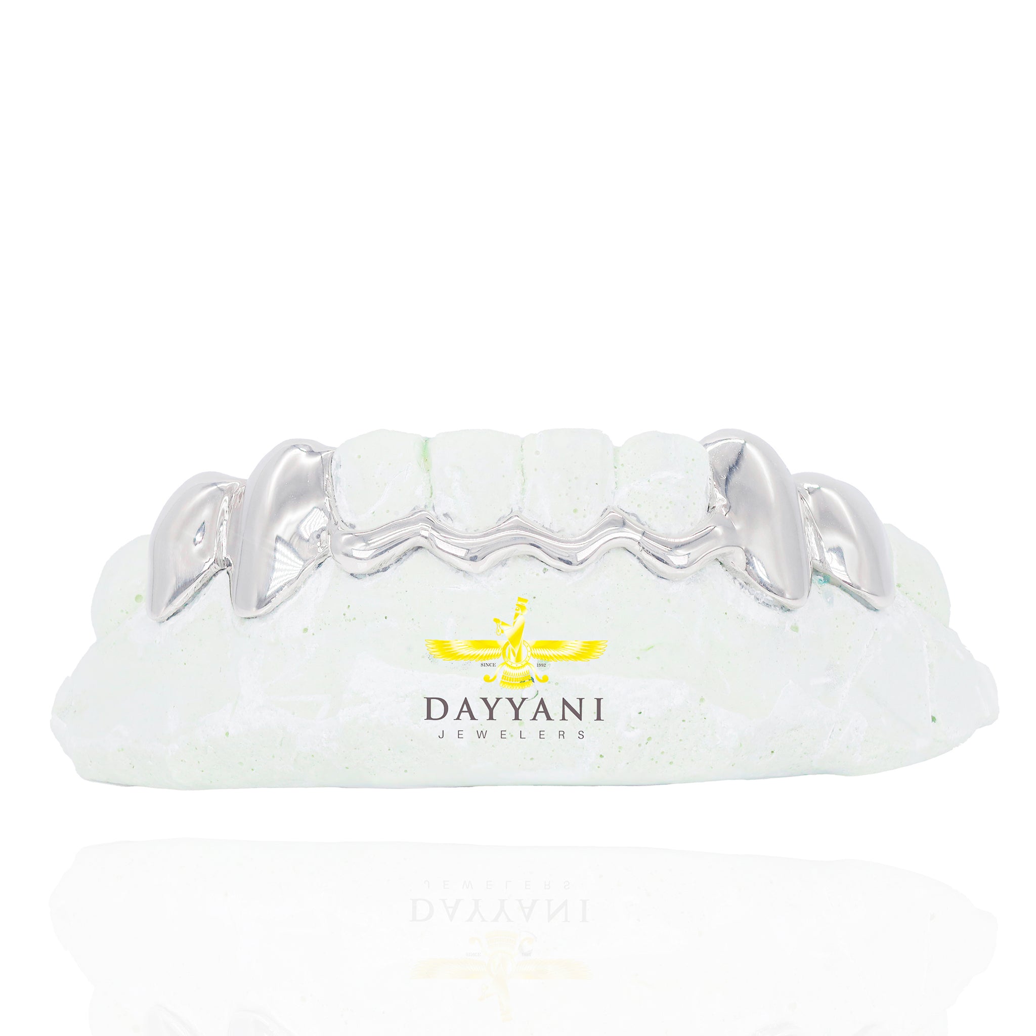 Custom One Row Wavy Front Bar w/ Solid Ends Gold Grillz