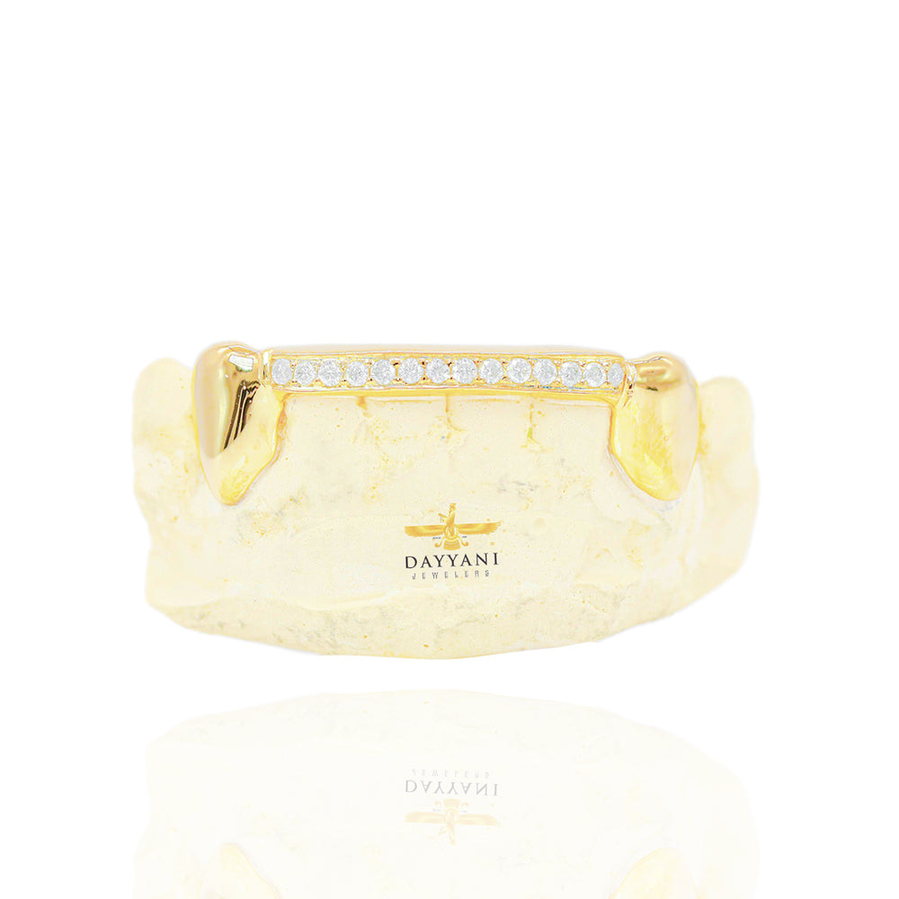 Custom One Row Diamond Bar Gold Grillz
