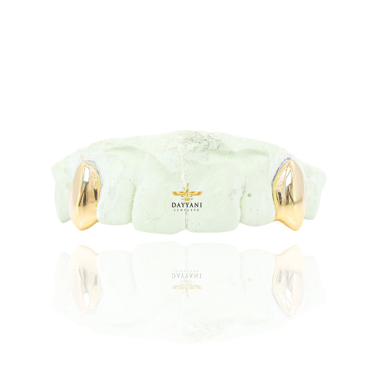 Custom 2 Teeth with Back Bar Gold Grillz