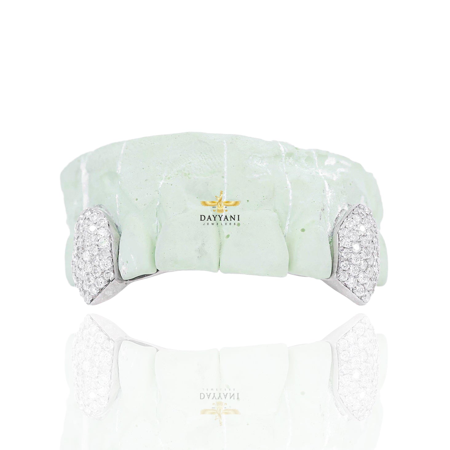 Custom 2 Teeth Diamond Extended Fang Teeth Grillz