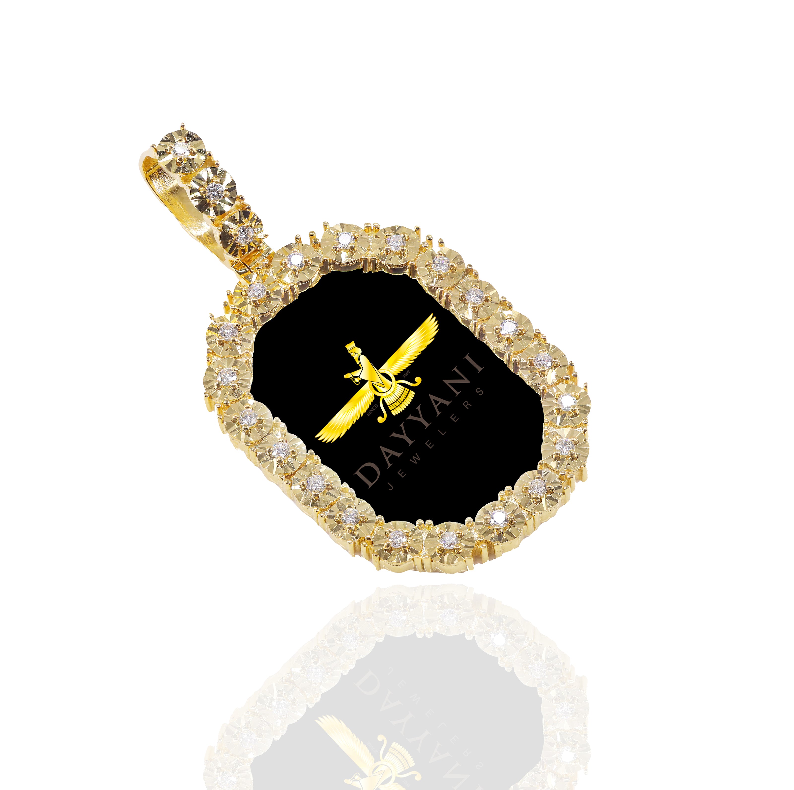 1.10 Inch Oval Diamond Cut Diamond Memory Pendant