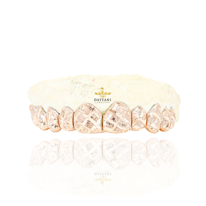 Custom Diamond Cut Diamond Dust Gold Grillz