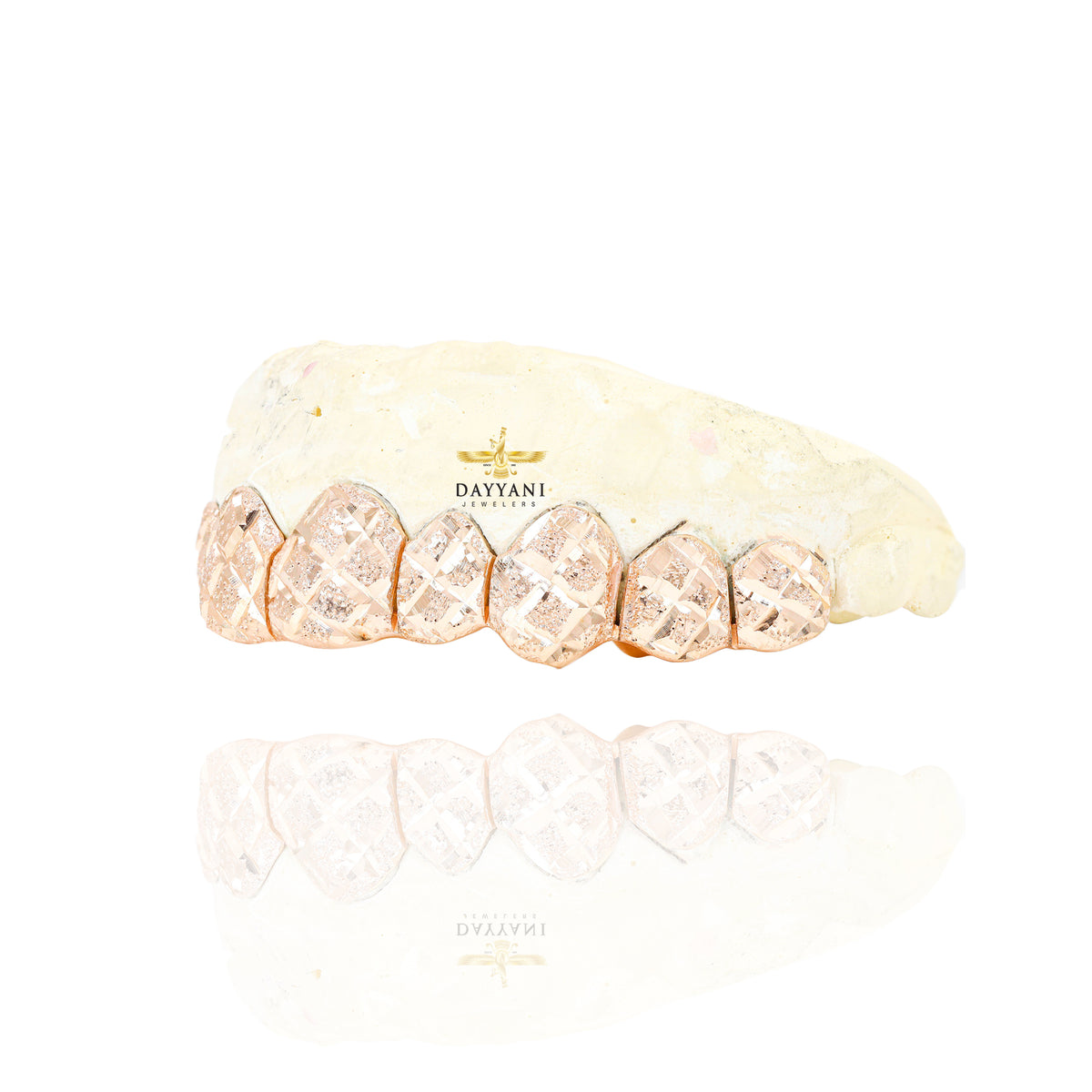 Custom Diamond Cut Diamond Dust Gold Grillz